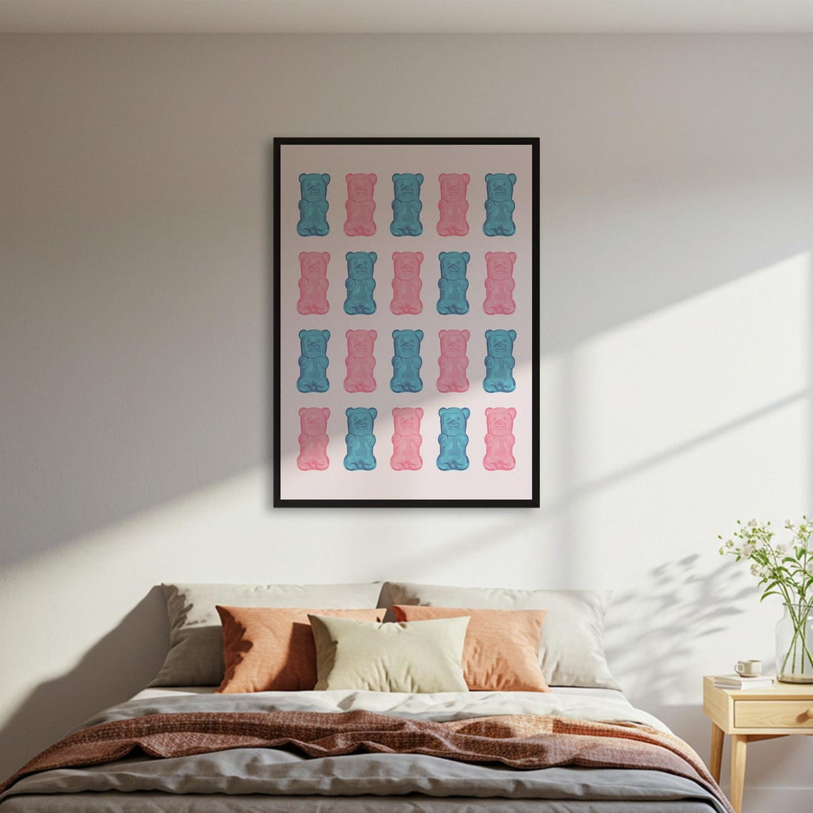 Pink Blue Gummy Bear Poster Print, Pop Art Candy Wall Poster ...