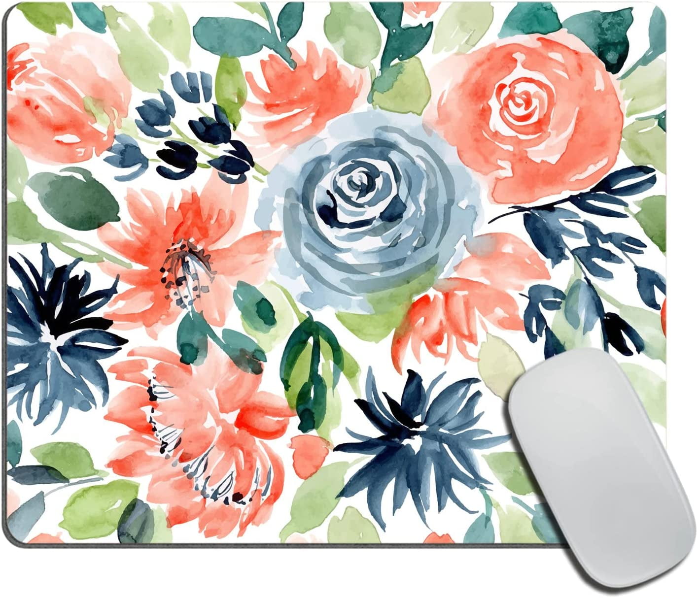 Pink Blue Mouse pad Design with Watercolor Floral Mousepad Non-Slip ...