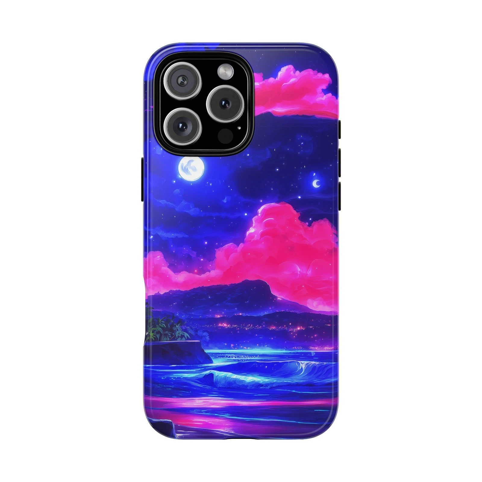Pink Blue Ocean Night Sky Glow Phone Case for iPhone 11-17 Pro Max ...