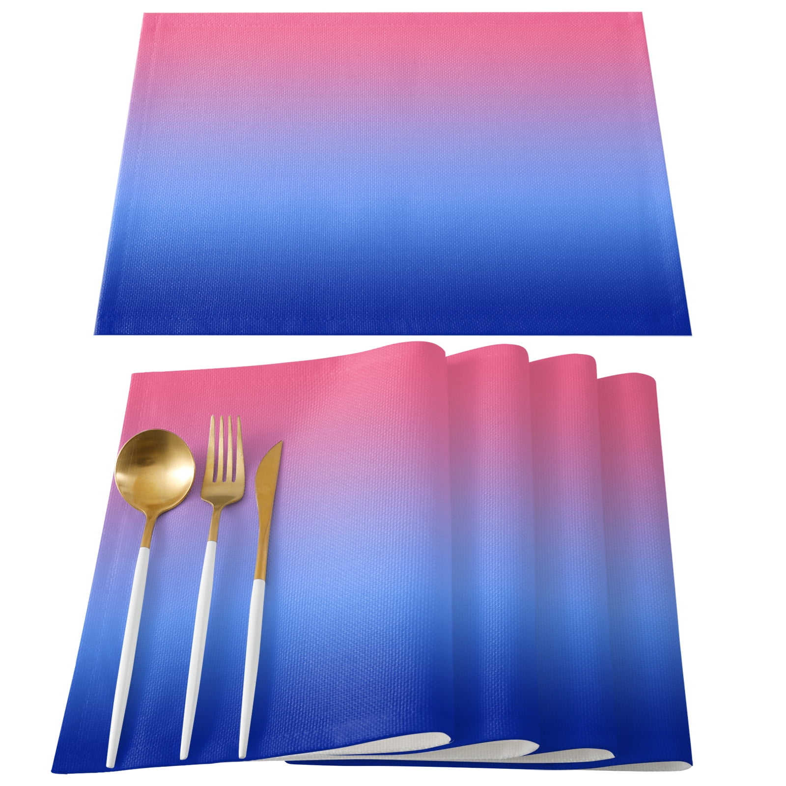 Pink Blue Ombre Placemats Set of 4, Modern Abstract Art Aesthetics ...