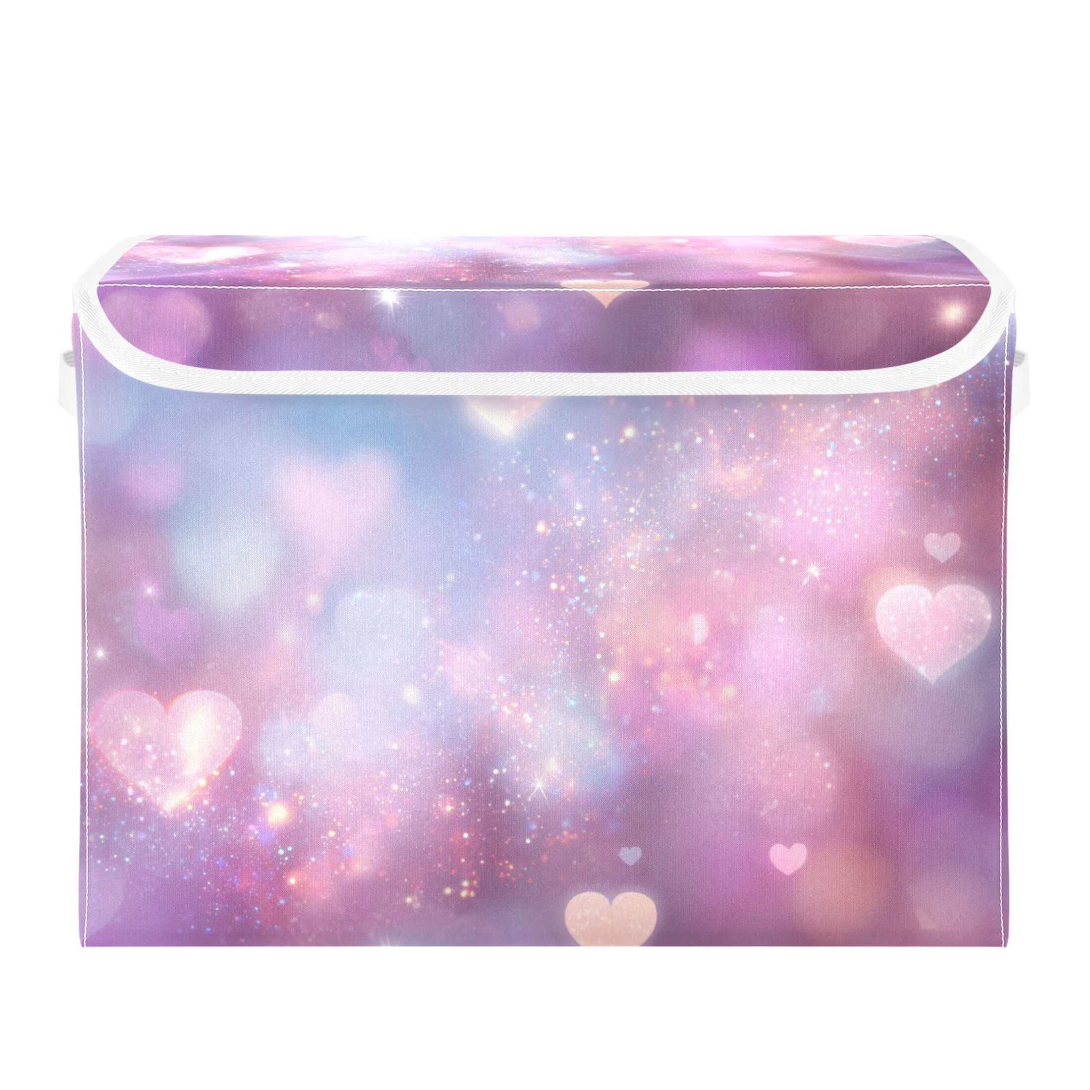 Pink Blue Pastel Background with Heart Valentine Foldable Storage Bins ...