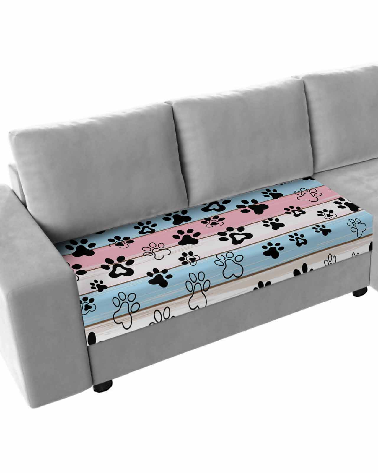 Pink Blue Paw Print Sofa Couch Cushion Covers Washable, Removable ...