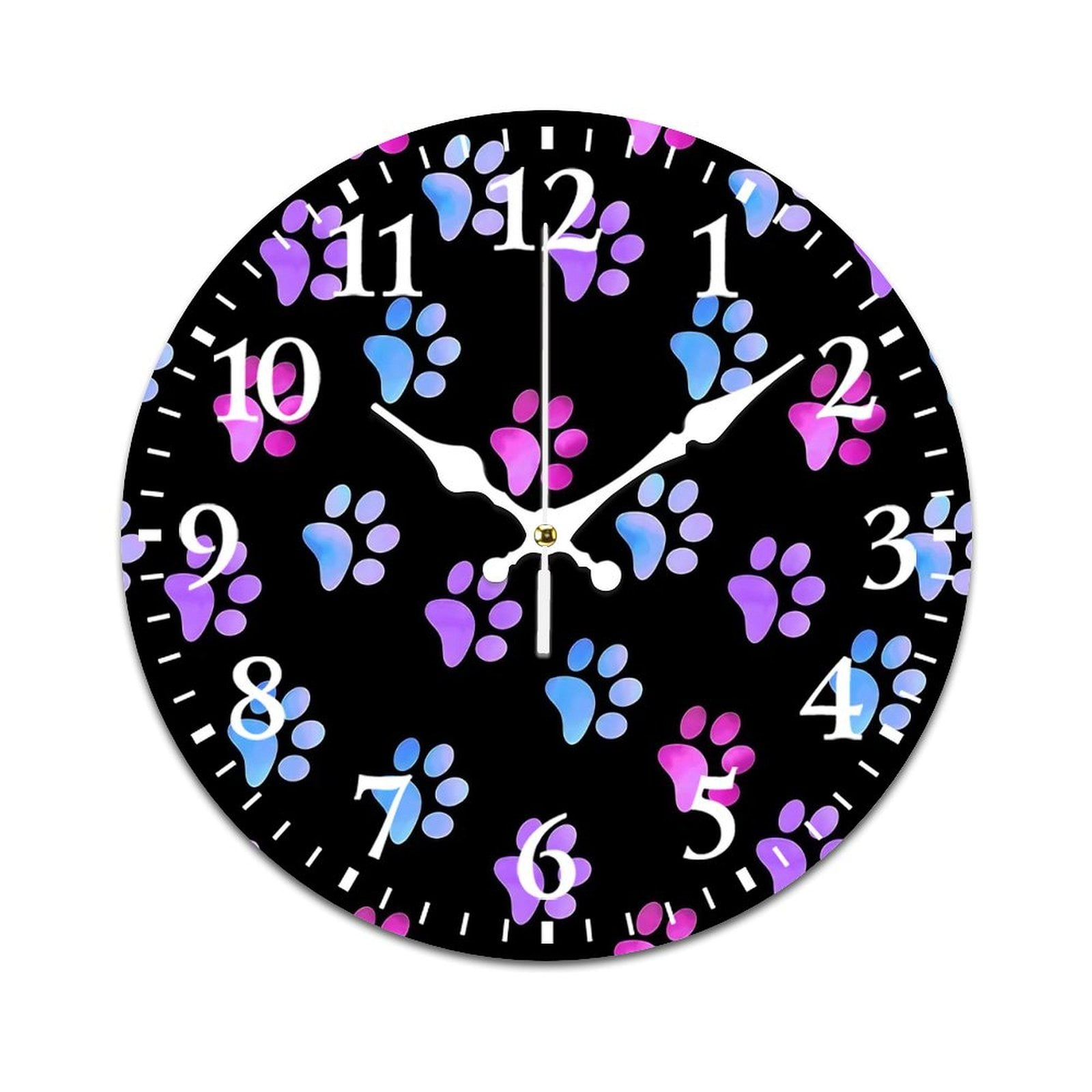 Pink Blue Purple Galaxy Paw Prints Wall Clock Modern Design Clocks Wall ...
