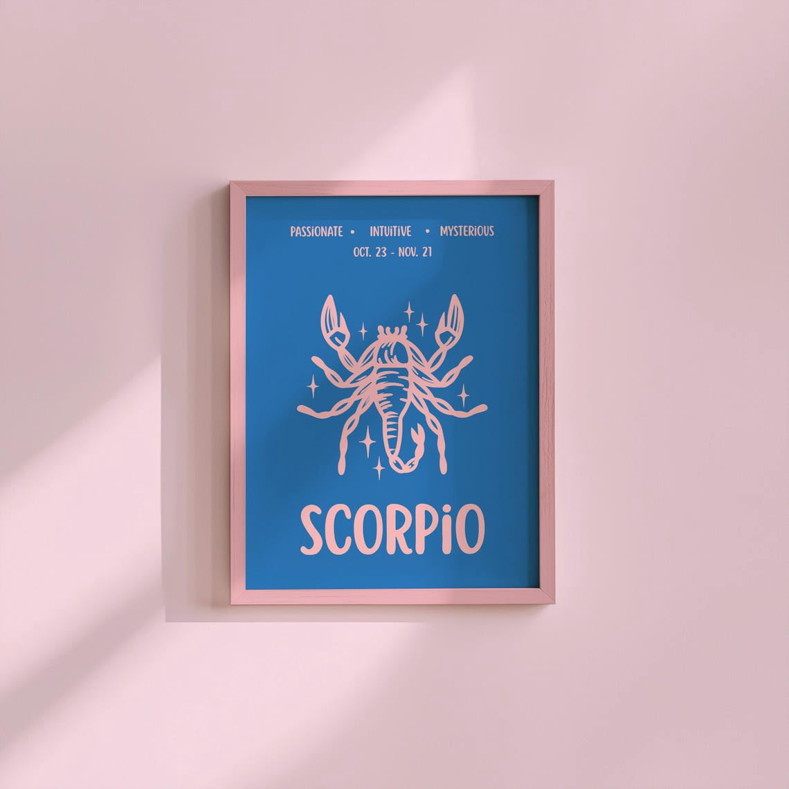 Pink Blue Scorpio Wall Art Poster Colorful Zodiac Astrology Art Scorpio ...