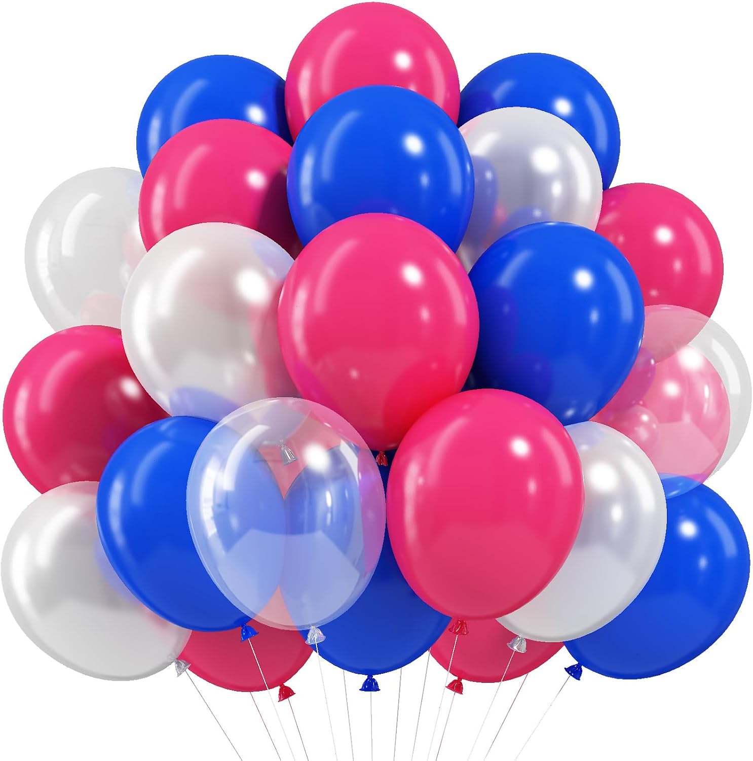 Pink Blue White Balloons, 12 Inch Royal Blue Hot Pink Fuchsia Pearl ...