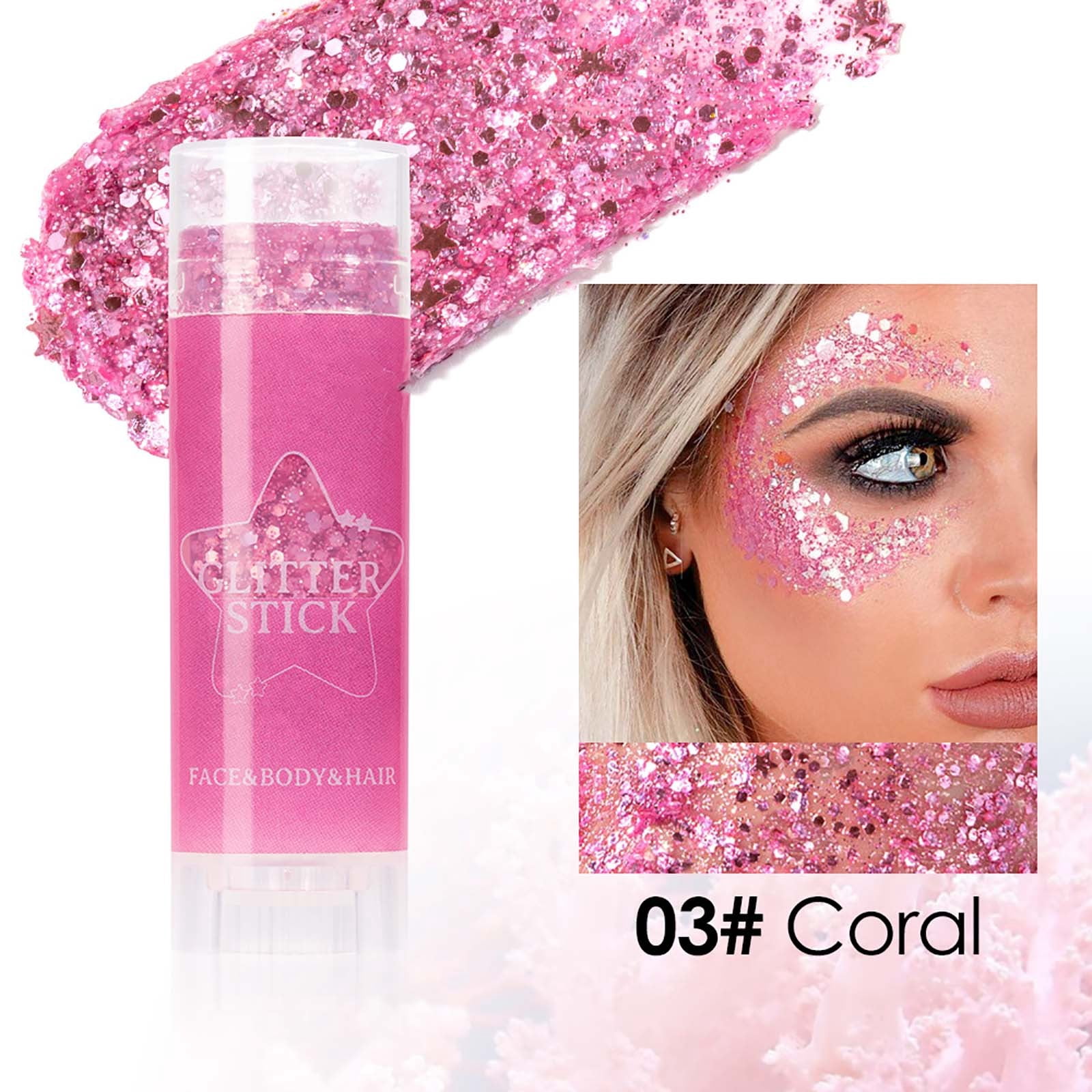 Pink Body Glitter Stick, Holographic Chunky Sequins Glitters, Face Hair ...