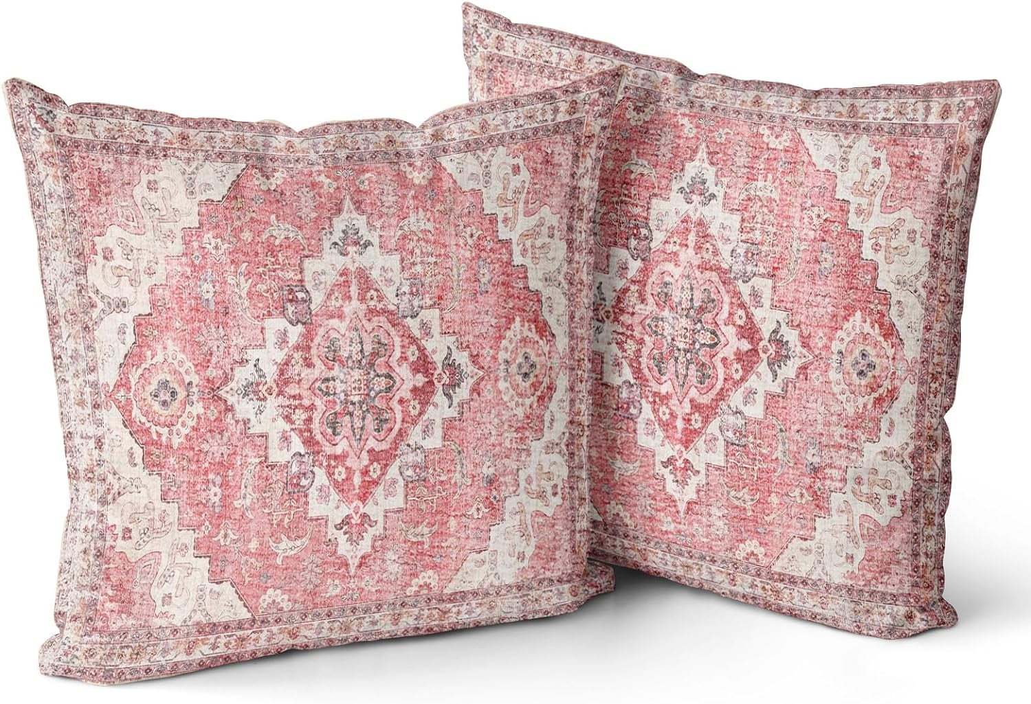 Pink Boho Throw Pillow Covers Set of 2 Monaco Rug Persian Carpet Double ...