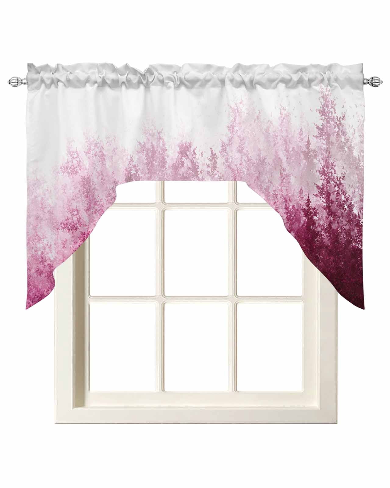 Pink Botanical Kitchen Curtains Swag Valance for Windows/Bathroom/Cafe ...