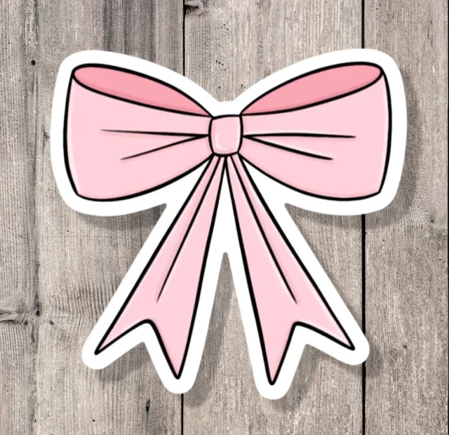 Pink Bow Aesthetic Demure Cutesy Vinyl Laptop Sticker Water Bottle ...