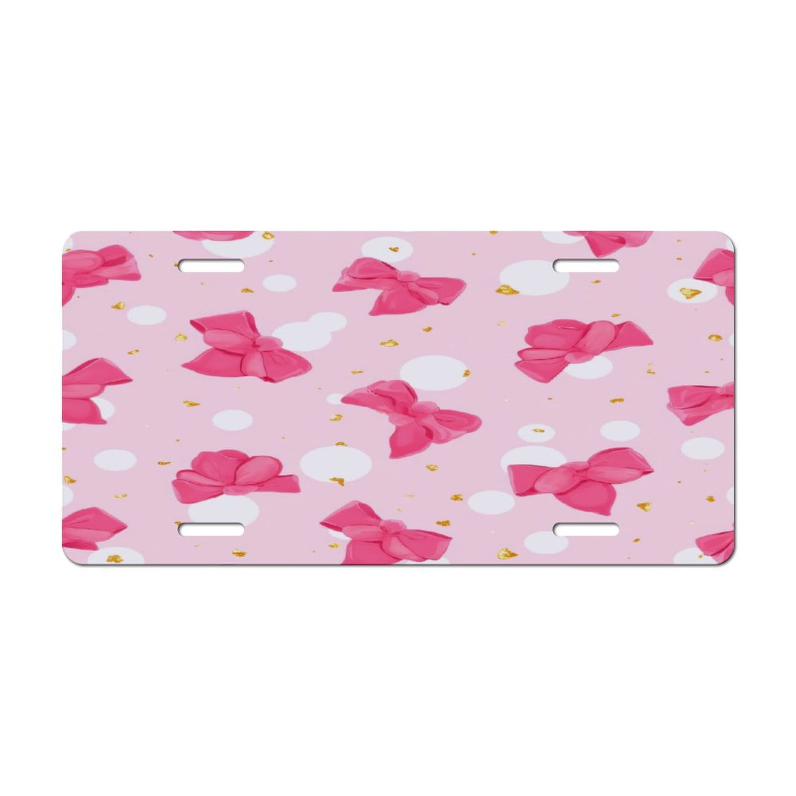 Pink Bow And Polka Dot Pattern License Plate Lightweight Aluminum ...