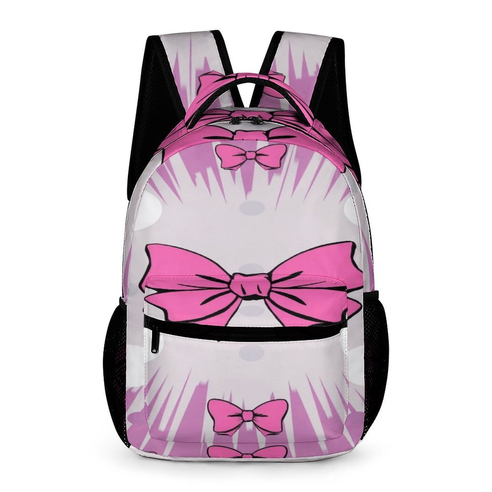 Pink Bow Background Backpacks School Bag Lightweight Student Bookbag ...