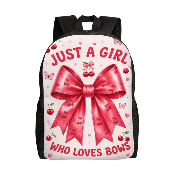 Pink Bow Backpack Full Front Print Travel Laptop Bag for Men and Women ...