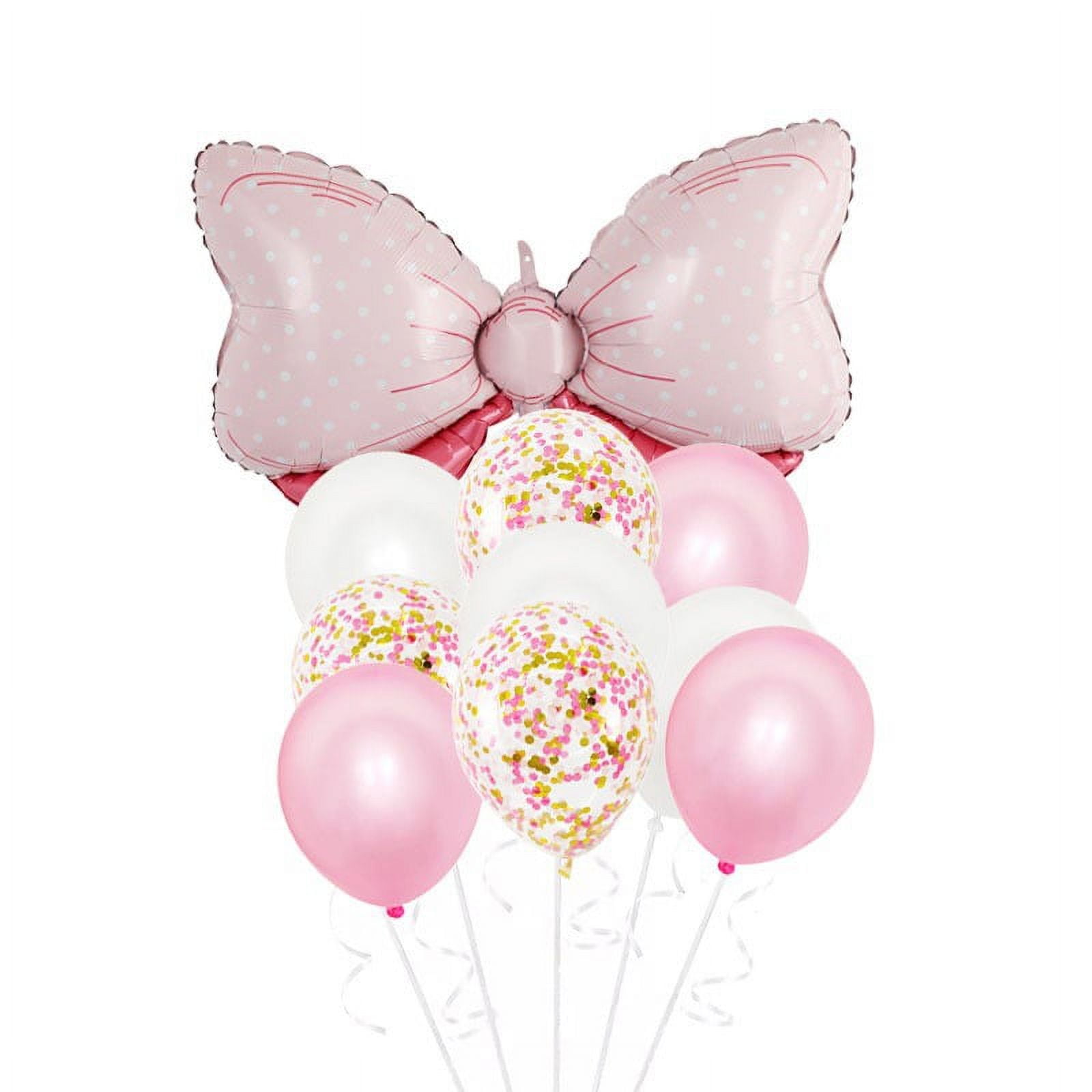 Pink Bow Balloons for Baby Shower & Birthday, Foil & Confetti ...