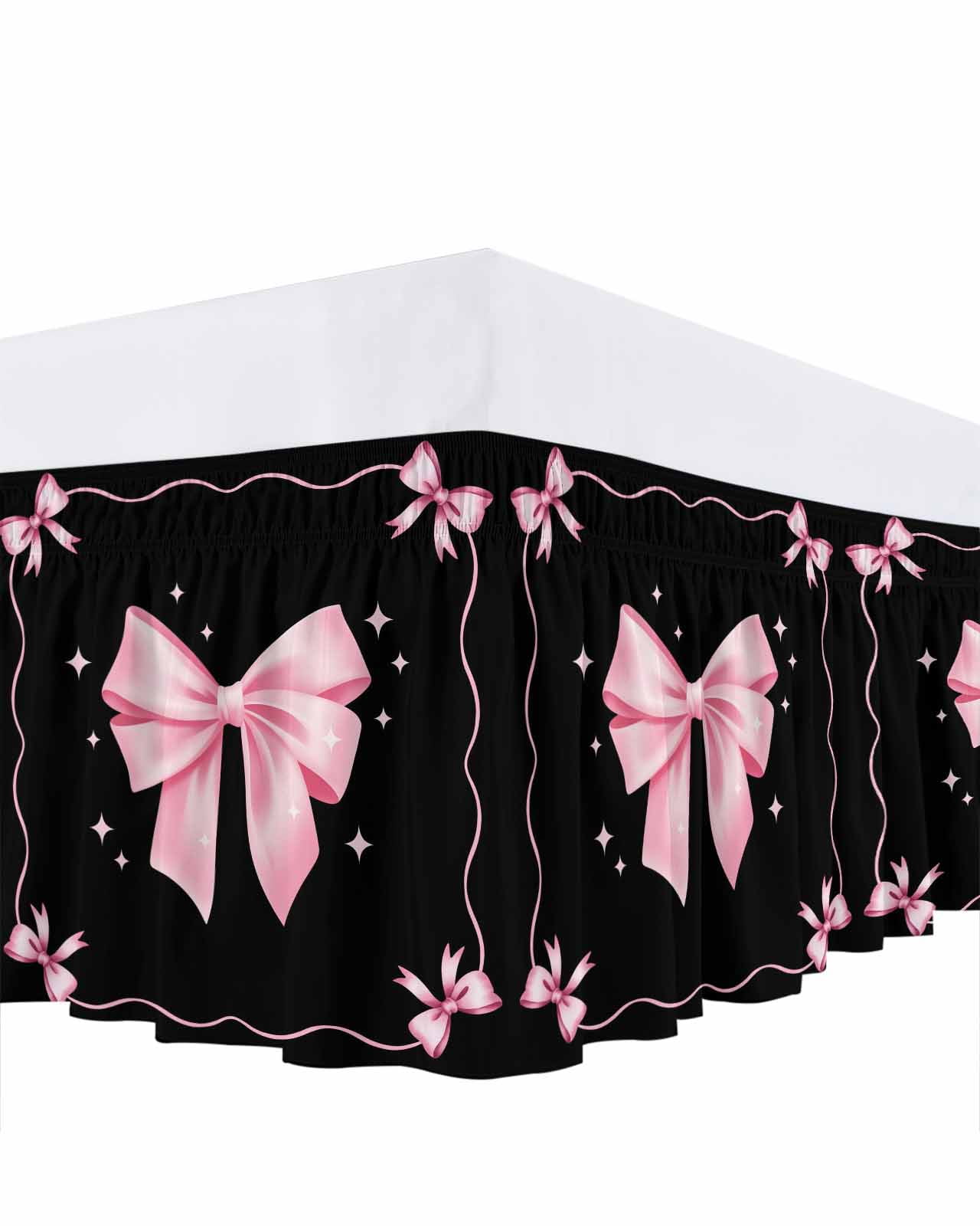Pink Bow Bed Skirt King Size 18 Inch Drop, Pink Ribbon Day Mother's Day ...