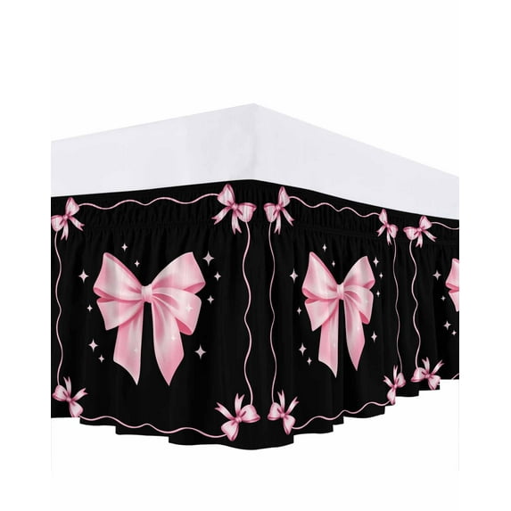 Pink Bow Bed Skirt King Size 18 Inch Drop, Pink Ribbon Day Mother's Day ...