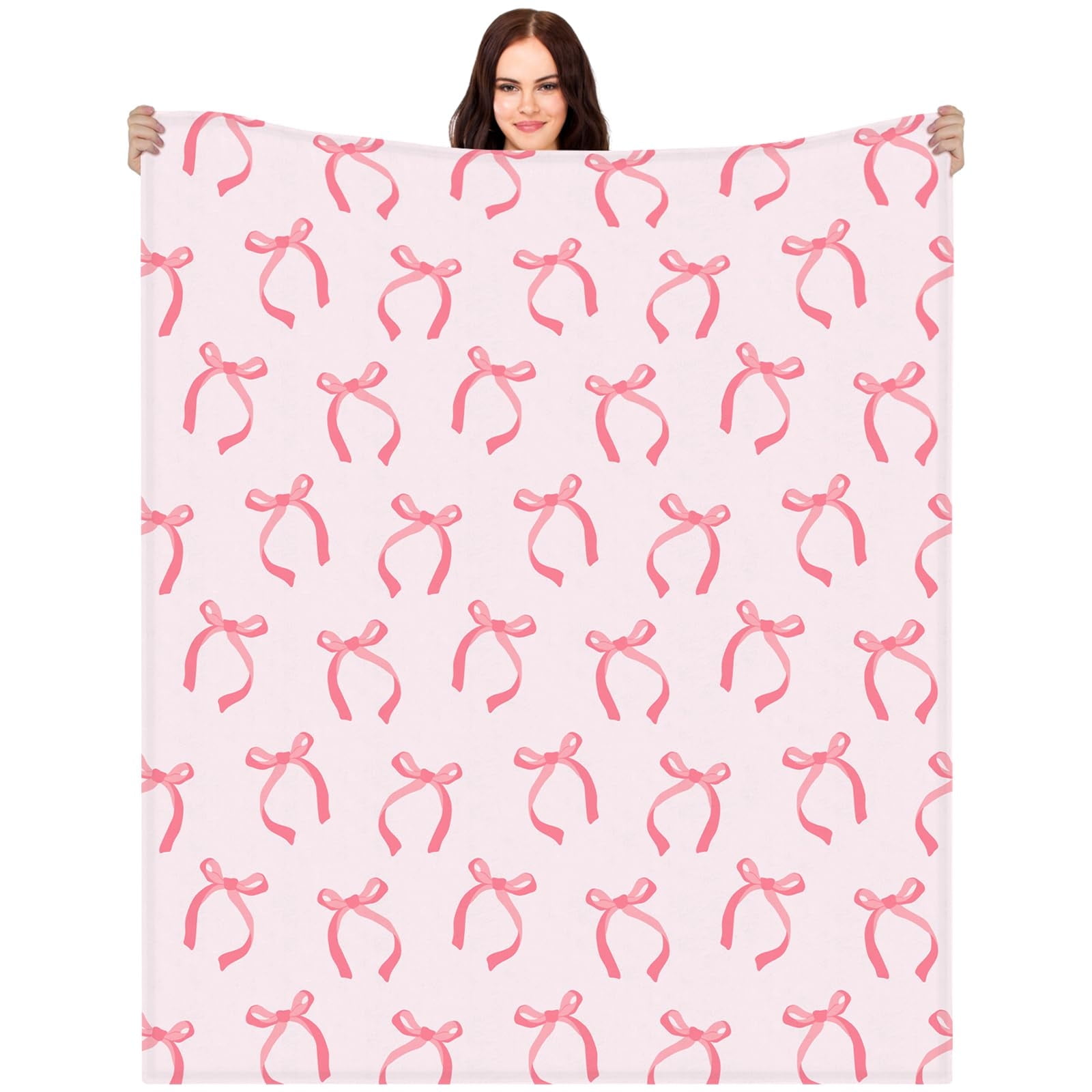 Pink Bow Blanket Christmas Throw Blanket Pink Bow Ribbon Winter ...