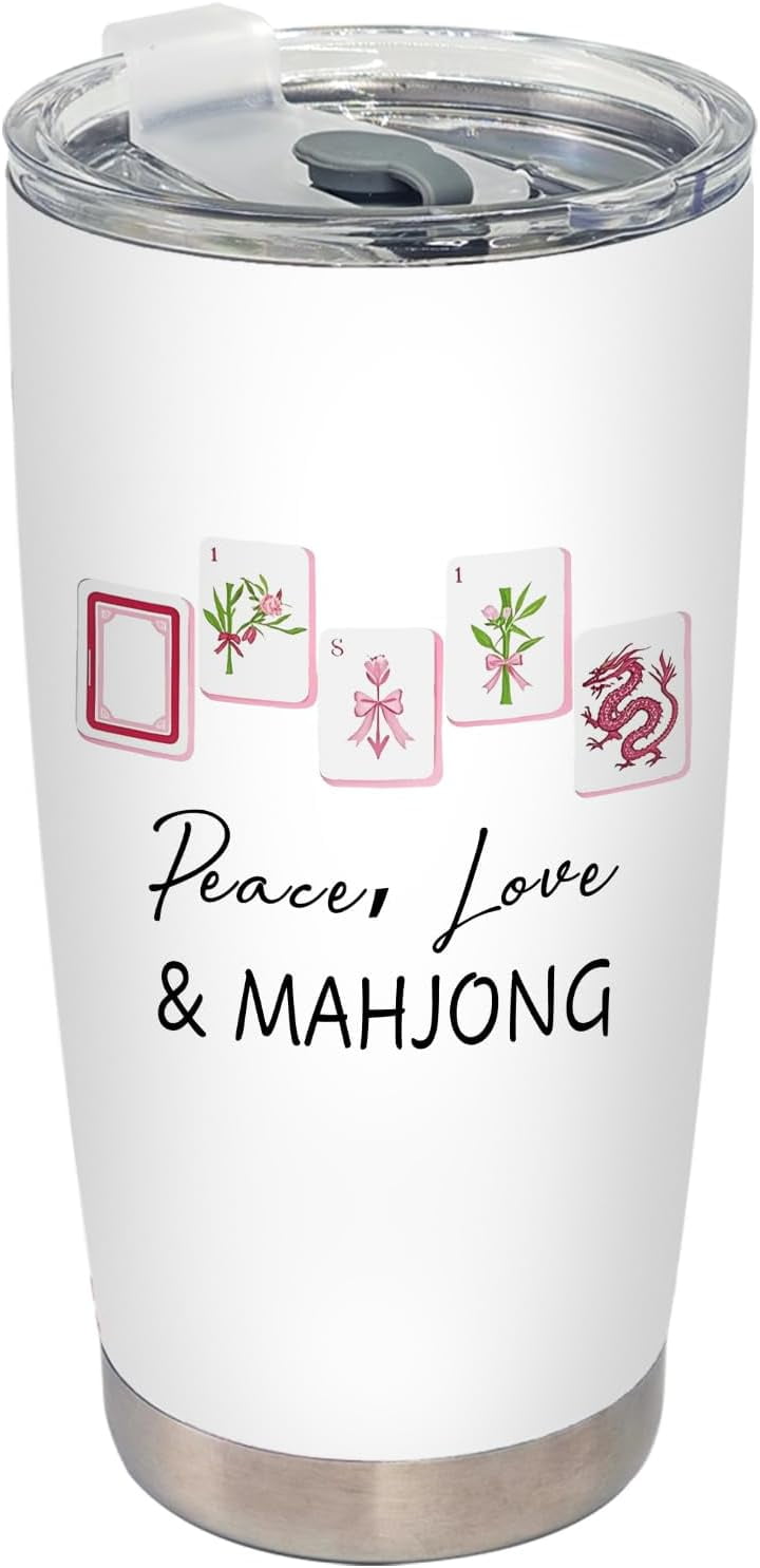Pink Bow Chinoiserie Mahjong Tumbler, Mahjong Gifts for Women Stainless ...