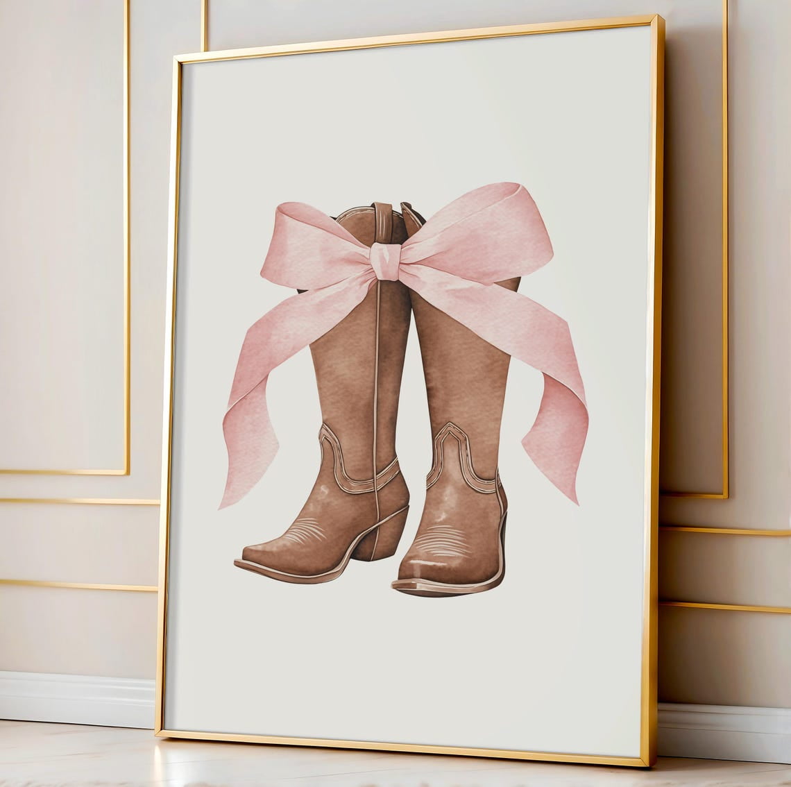 Pink Bow Cowgirl Boots Print, Rustic Western Nursery Decor Home Decor ...