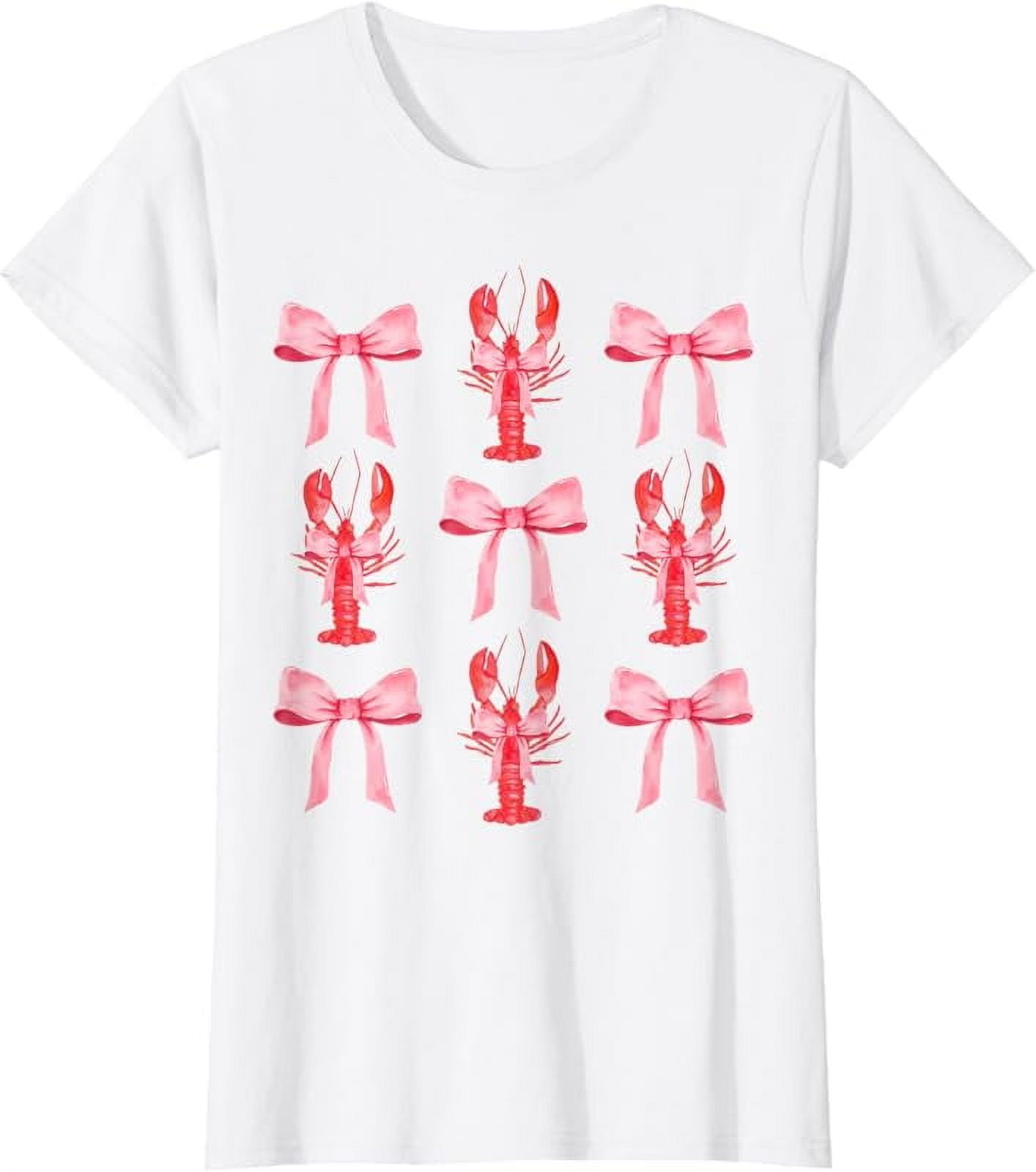 Pink Bow Cute Coquette Crawfish y2k Clean Girl Aesthetic T-Shirt ...