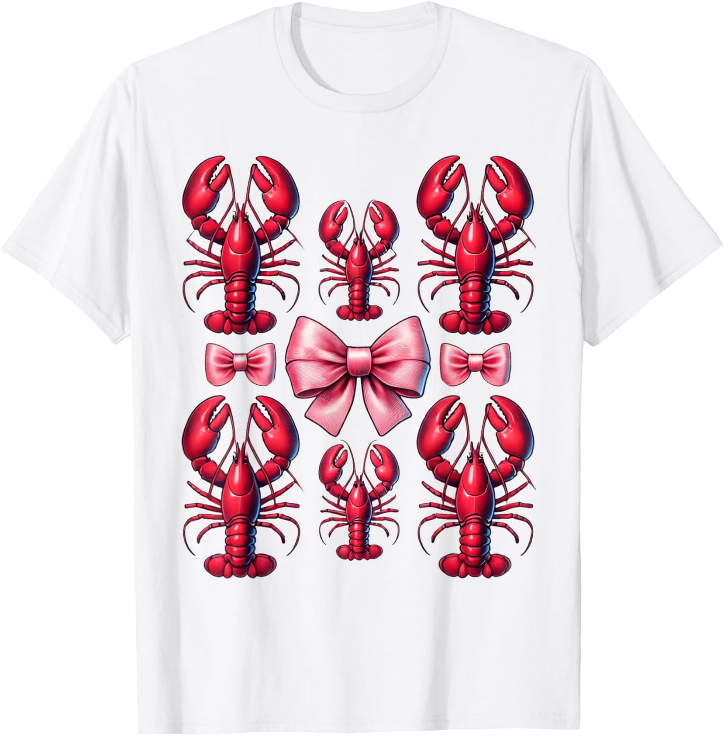 Pink Bow Cute Crawfish Crayfish Girls Women T-Shirt - Walmart.com