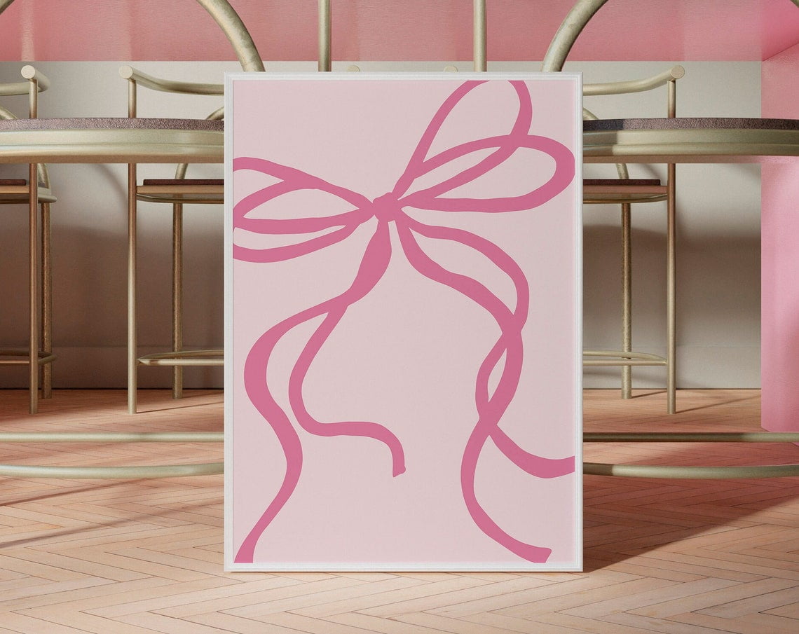 Pink Bow Cute Printable Wall Art, Pink Dressing Room Art Print ...