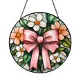 Pink Bow Floral Inspired Window Suncatcher, Decorative Stained Glass ...