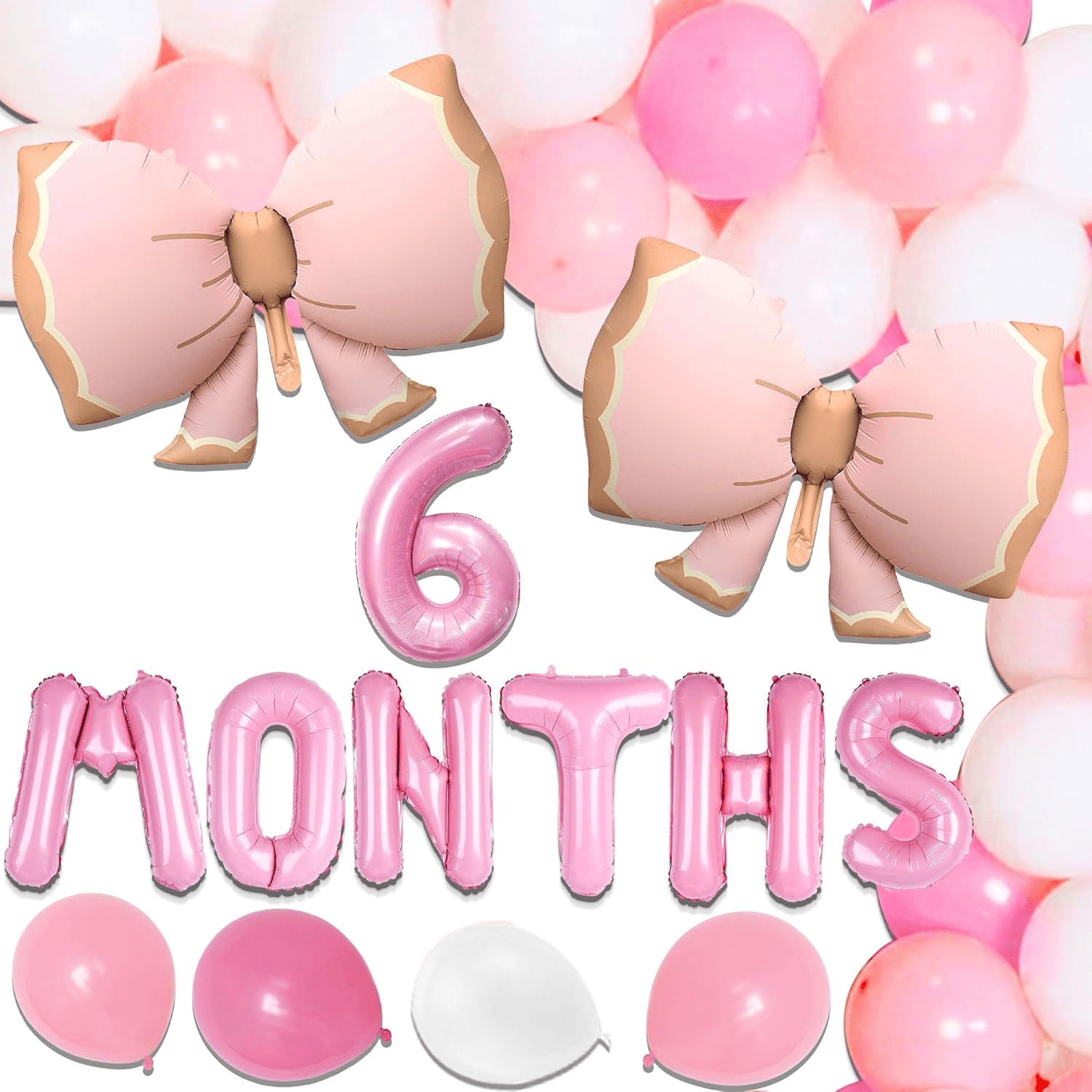 Pink Bow Halfway to one Balloons Half Birthday Decoration 6 Month ...