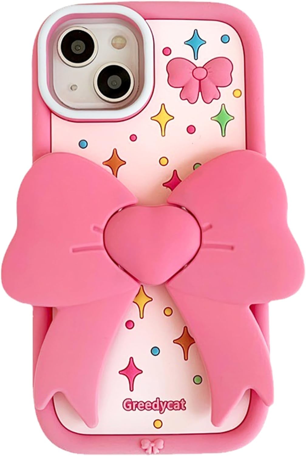 Pink Bow-Knot Phone Case Compatible with iPhone 13 Pro Max, Cute 3D Korea Dopamine Cartoon Pink ...