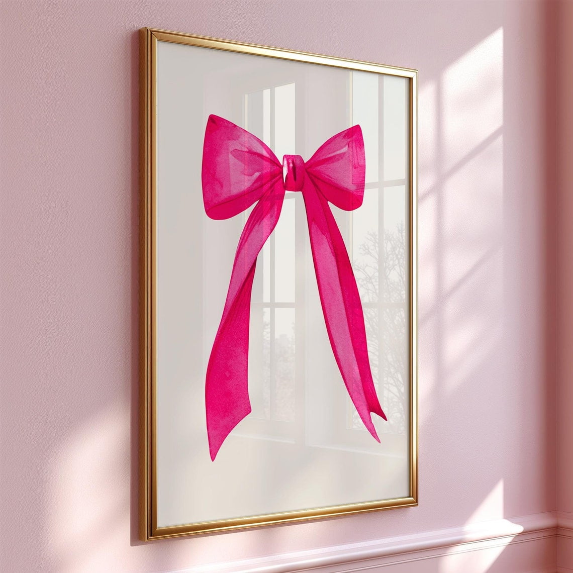 Pink Bow Poster, Coquette Room Decor, Hot Pink Wall Art, Girl Nursery ...