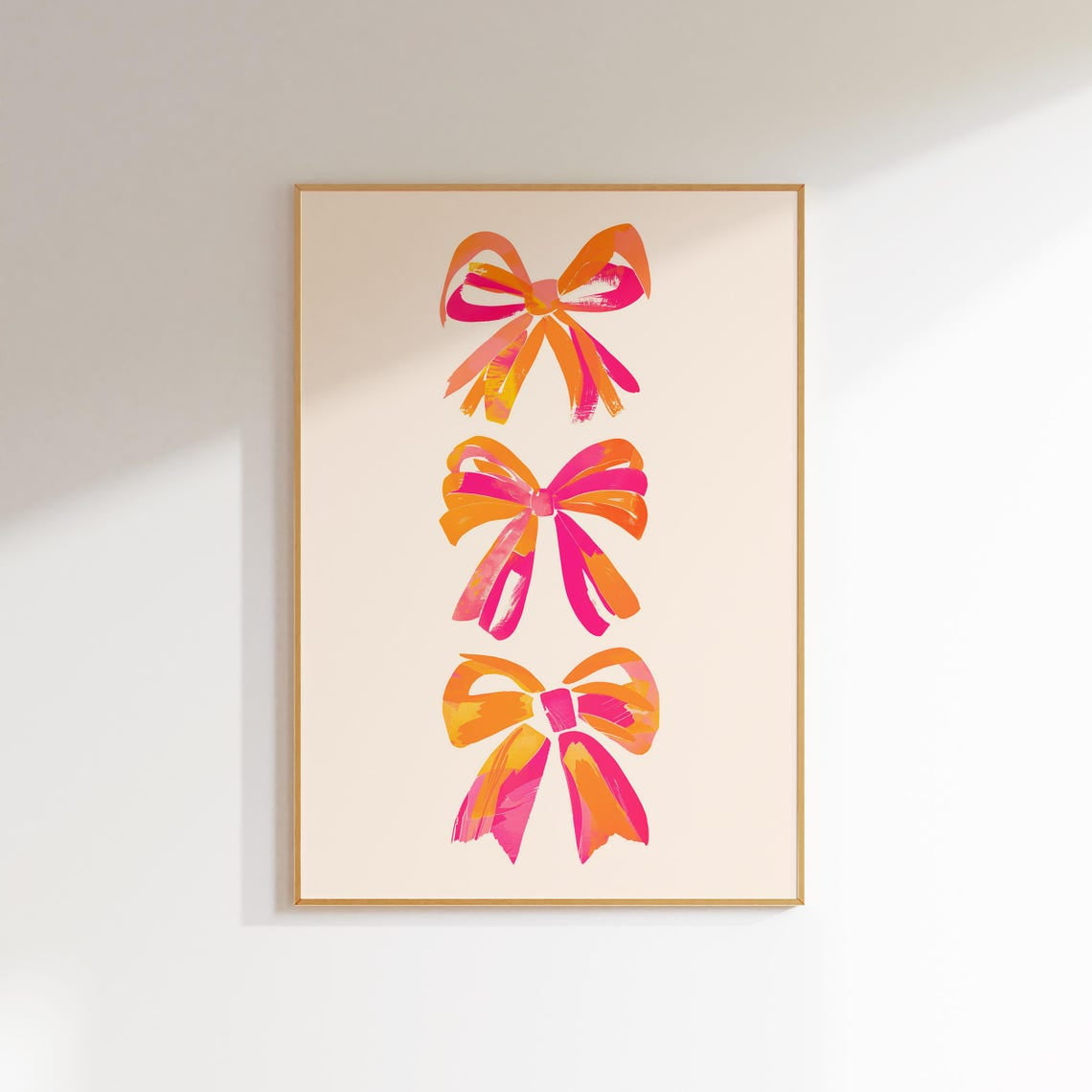 Pink Bow Preppy Wall Art Girly Print Dorm Room Decor, Pink And Orange ...