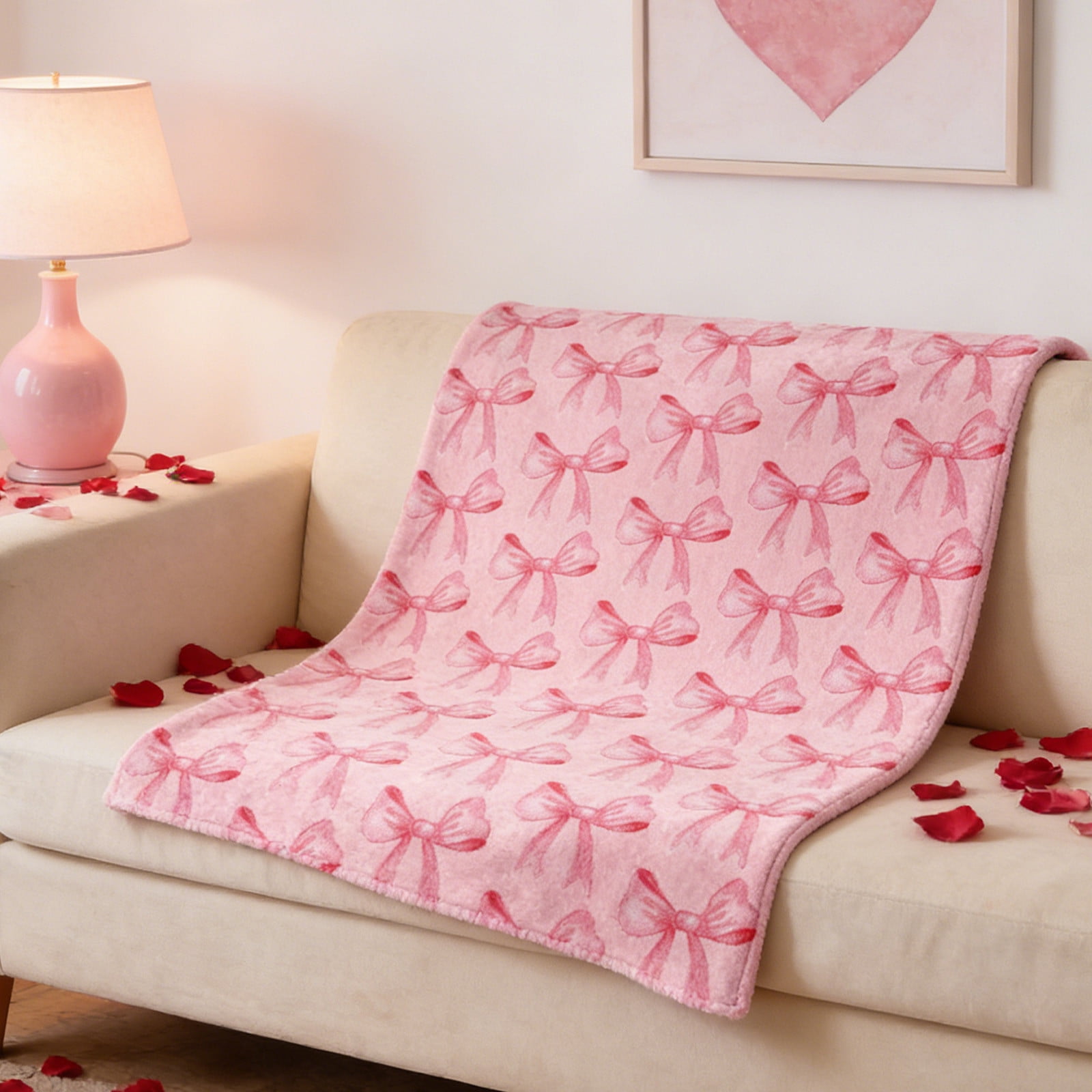 Pink Bow Throw Blanket –Christmas Soft Fleece Blanket , Coquette ...