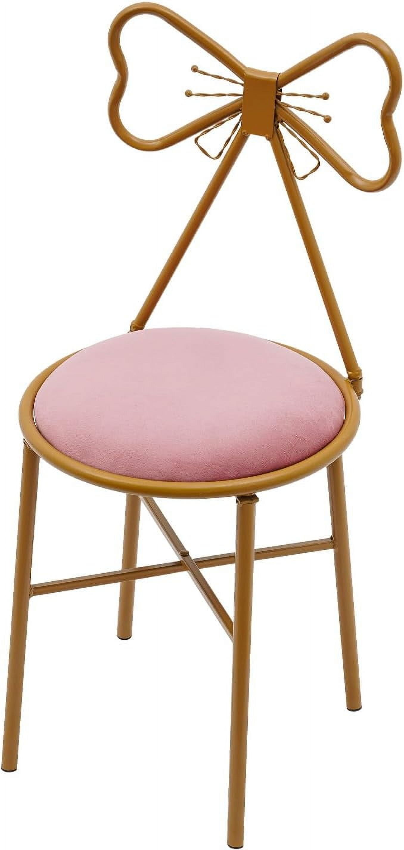 Pink Bow Vanity Chair for Vanity, Backrest Princess and Girl's Stool ...