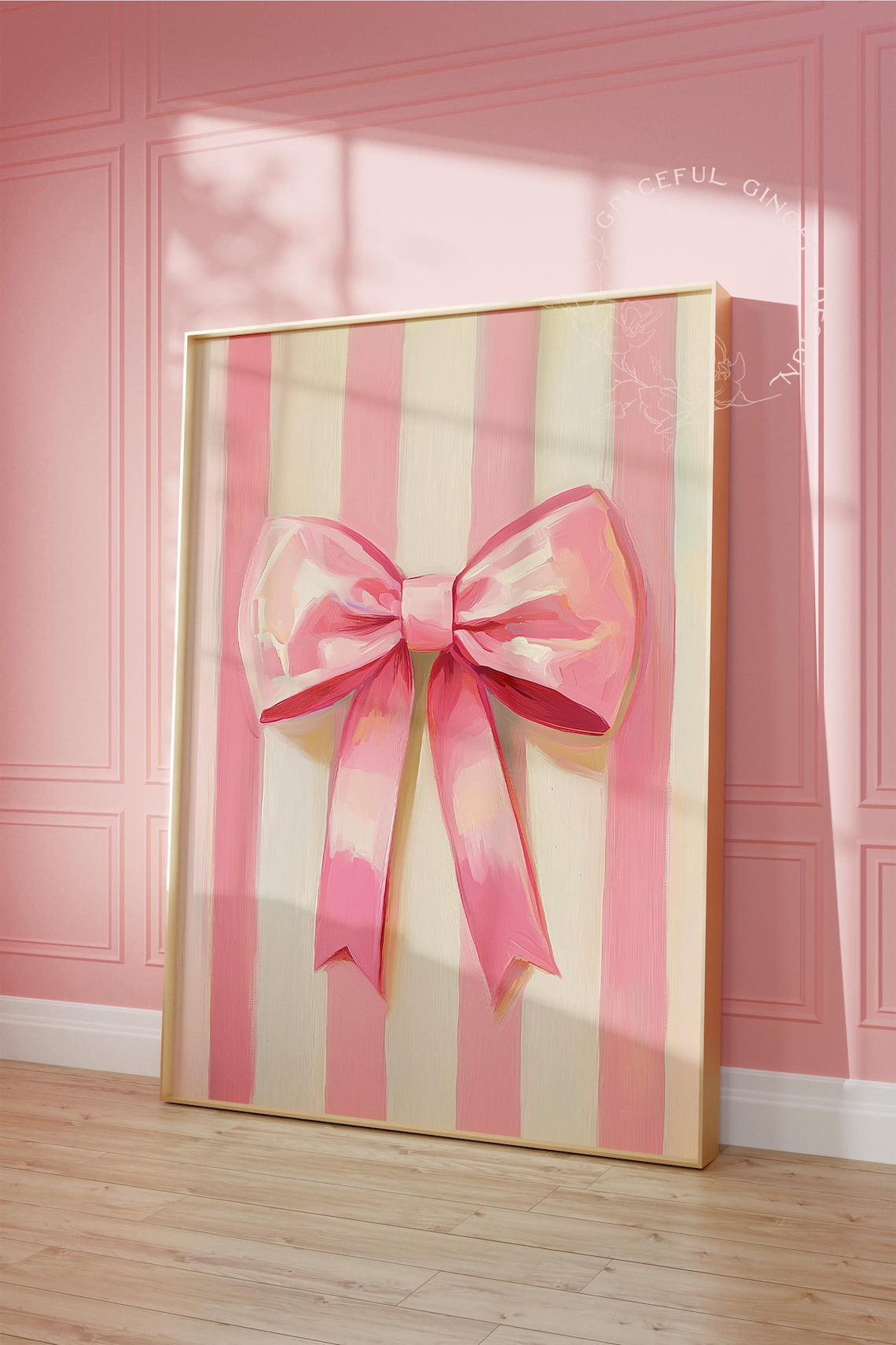 Pink Bow Wall Art, Coquette Wall Decor Poster, Grandmillennial Home ...