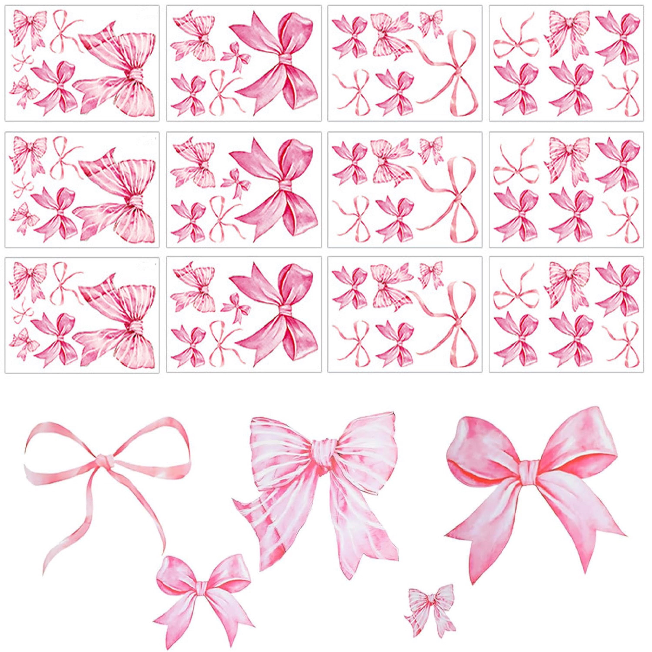 Pink Bow Wall Stickers,Bexikou 16 Sheets 92Pcs Bow Knot Wall Decals ...