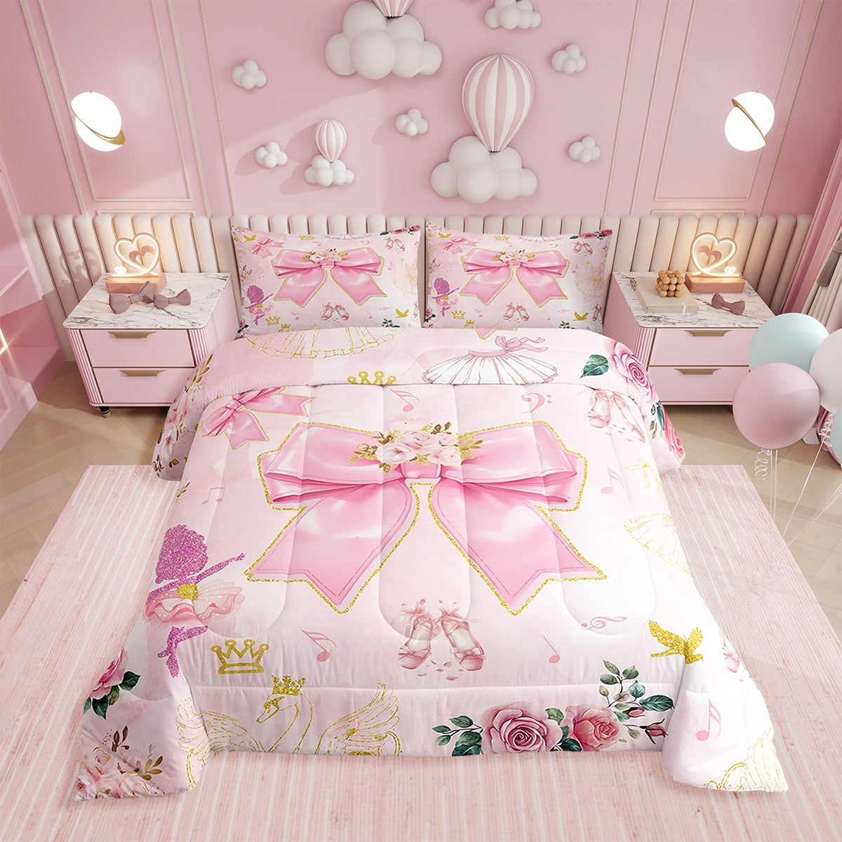 Pink Bowknot Full Bedding Set Adults,Dreamy Girly Princess Style ...
