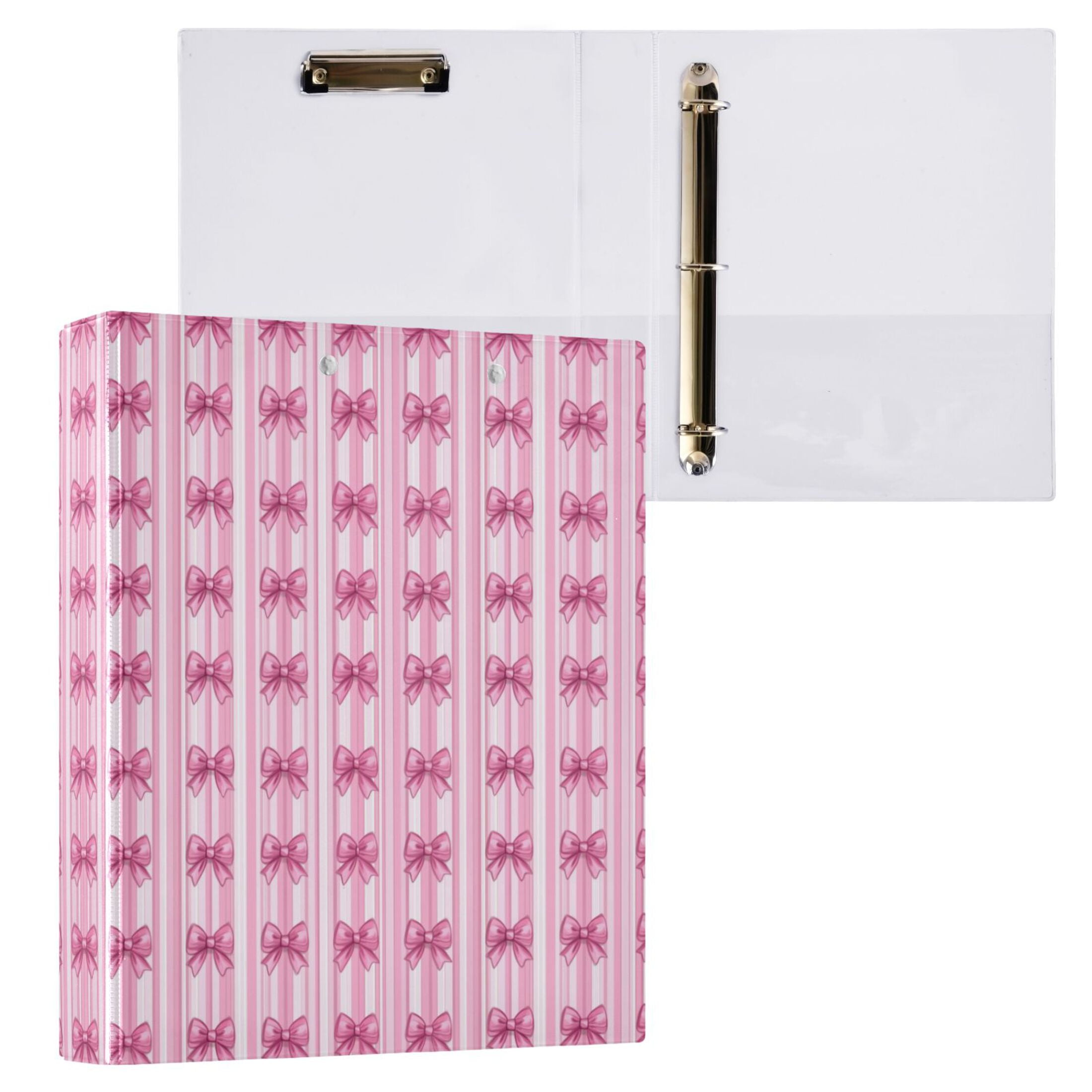 Pink Bows 3 Ring Hardcover Binders 1.5in Round Rings for Letter-Size ...