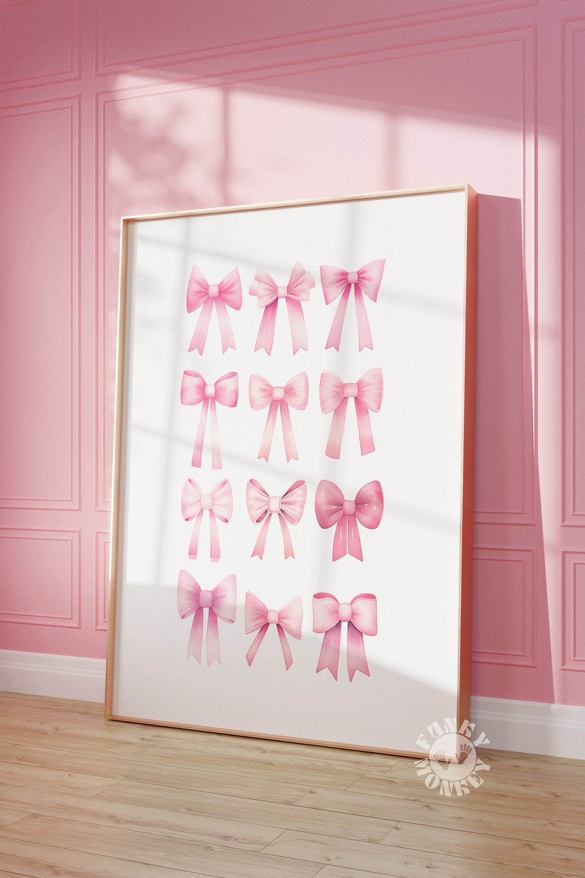 Pink Bows Coquette Art Print, Soft Girl Aesthetic, Pink Nursery Girly ...