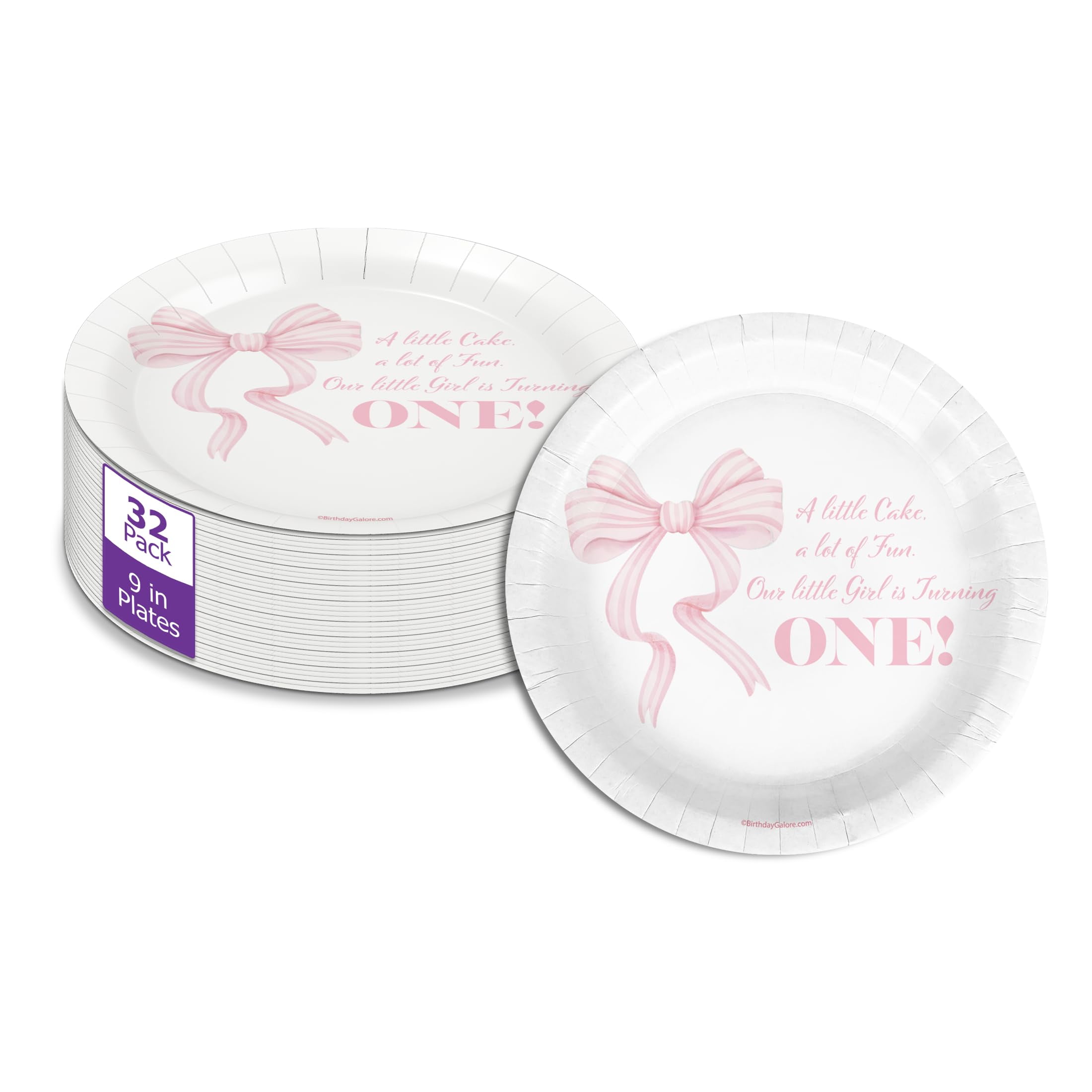 Pink Bows First Birthday RRF12 - 32 Piece Disposable Party Supplies ...