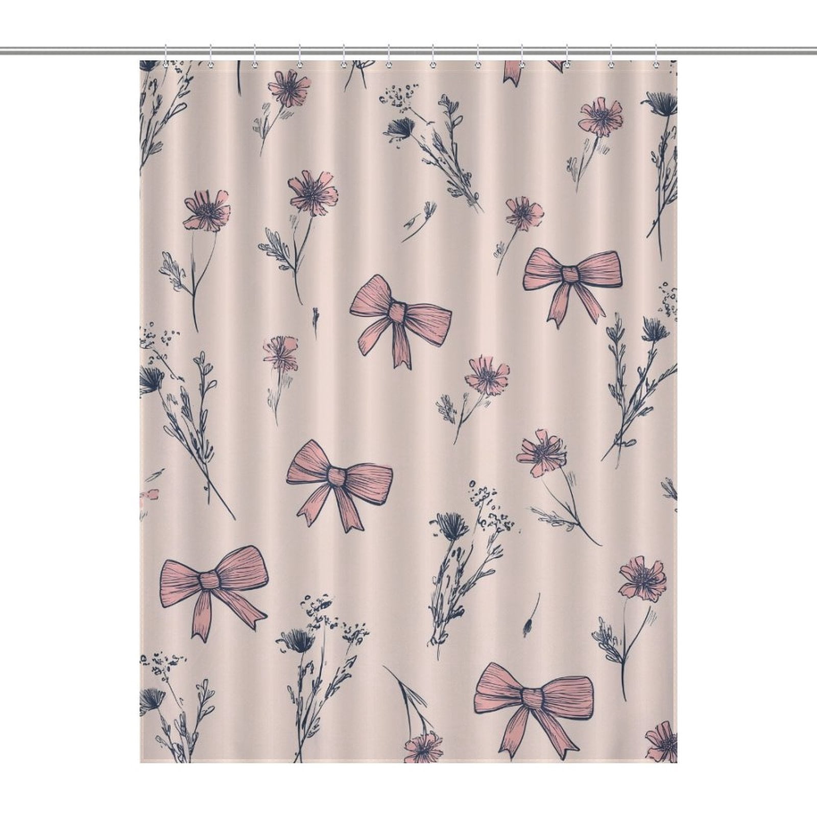 Pink Bows Floral Seamless Pattern Shower Curtains - Bath Shower Curtain ...
