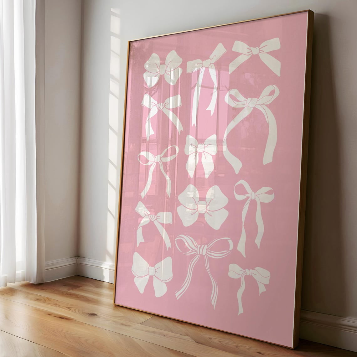 Pink Bows Print, Balletcore Wall Art, Coquette Room Decor, Light Pink ...
