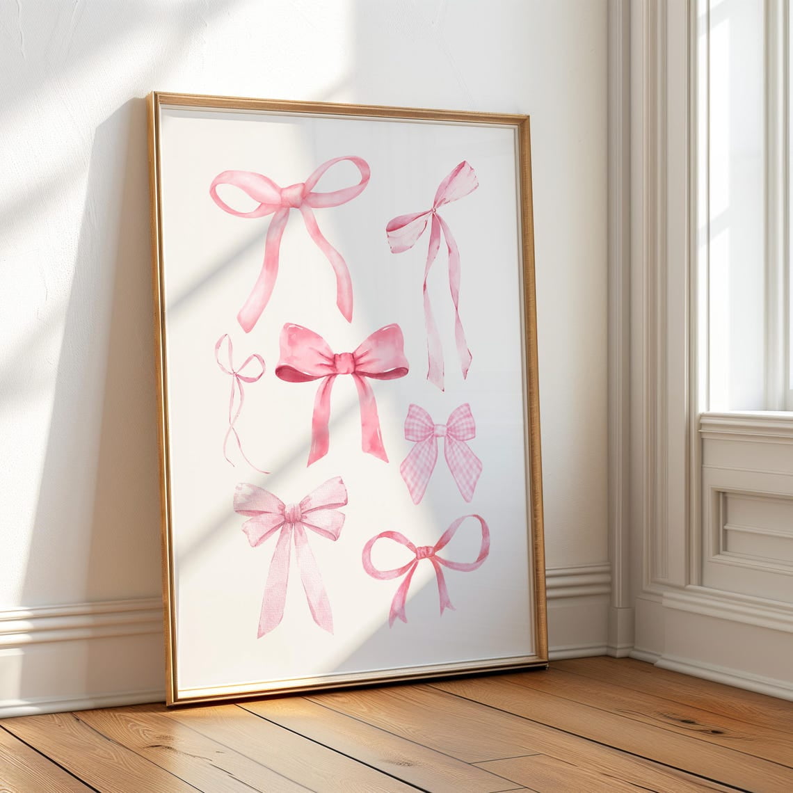 Pink Bows Print, Coquette Room Decor, Pink Preppy Room Decor, Christian ...