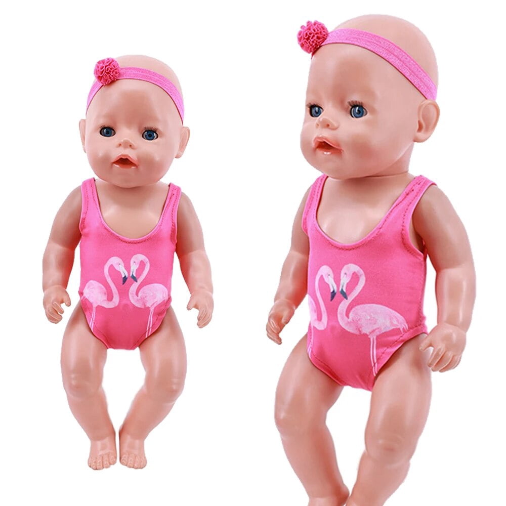 Pink Bows Swimsuit Fish Scale Style For 43Cm Baby Items&18Inch American ...