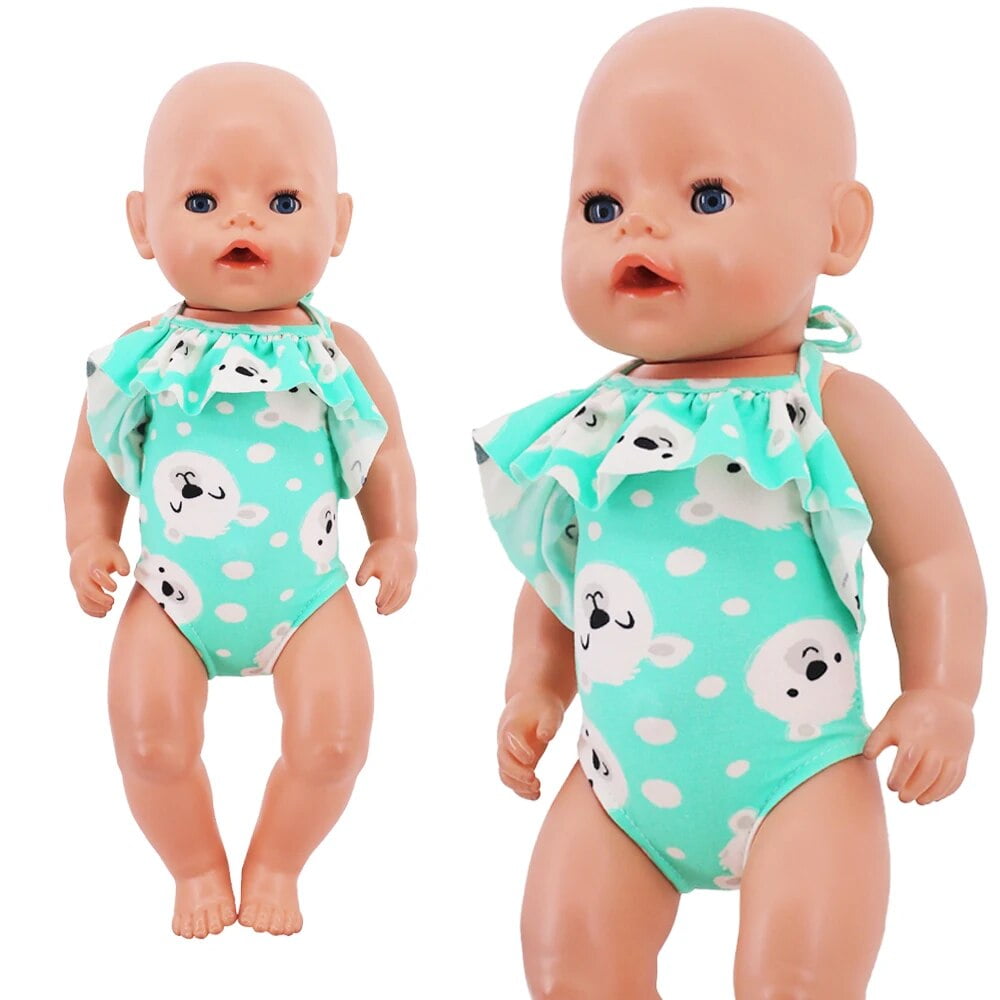 Pink Bows Swimsuit Fish Scale Style For 43Cm Baby Items&18Inch American ...