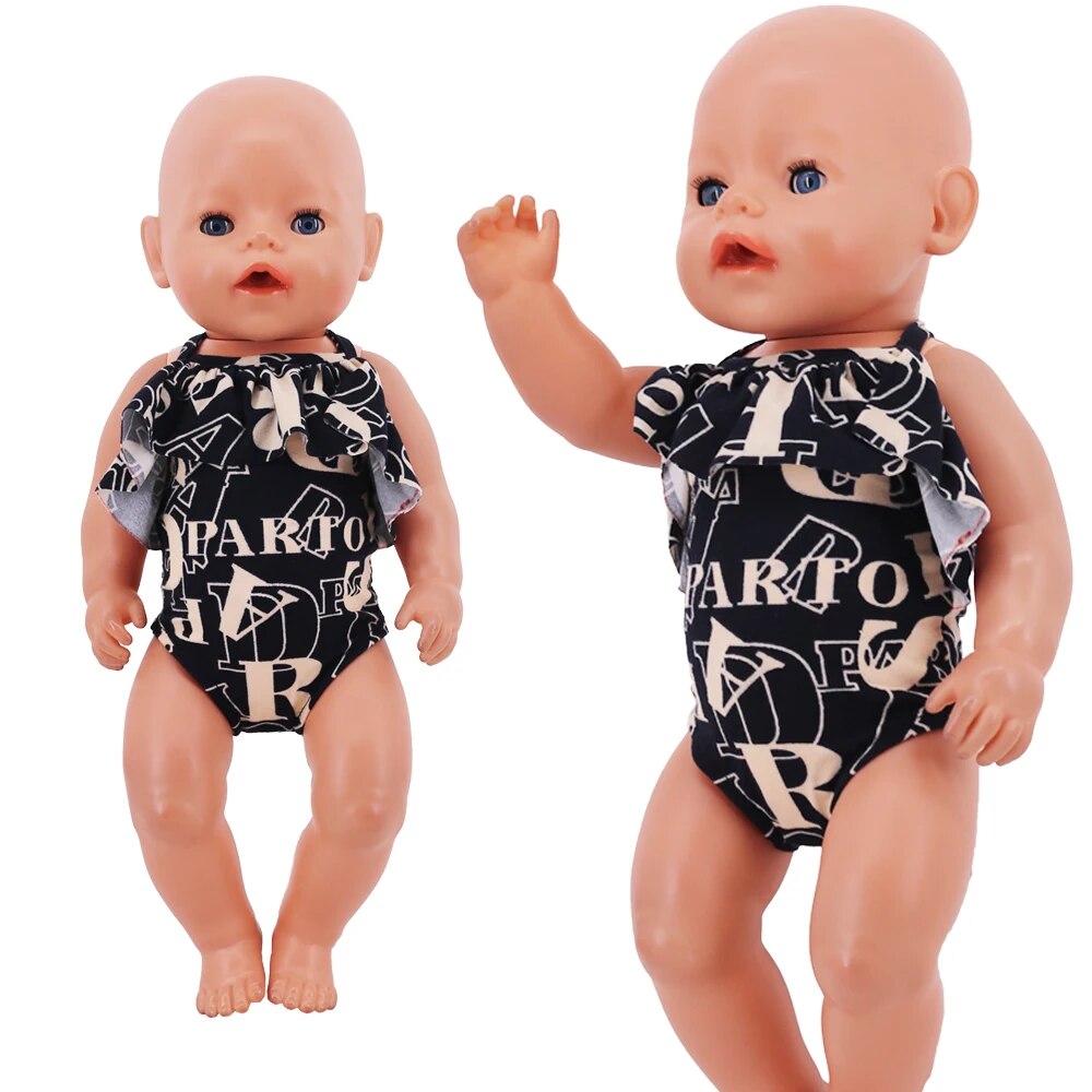 Pink Bows Swimsuit Fish Scale Style For 43Cm Baby Items&18Inch American ...