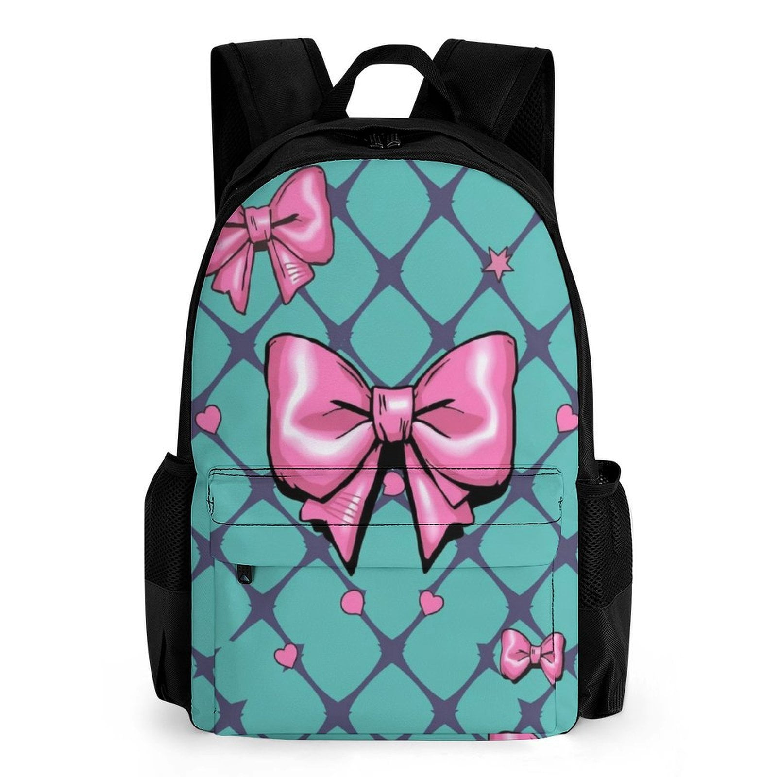 Pink Bows Teal Background Backpack Camping Backpacks Women Men Bags ...