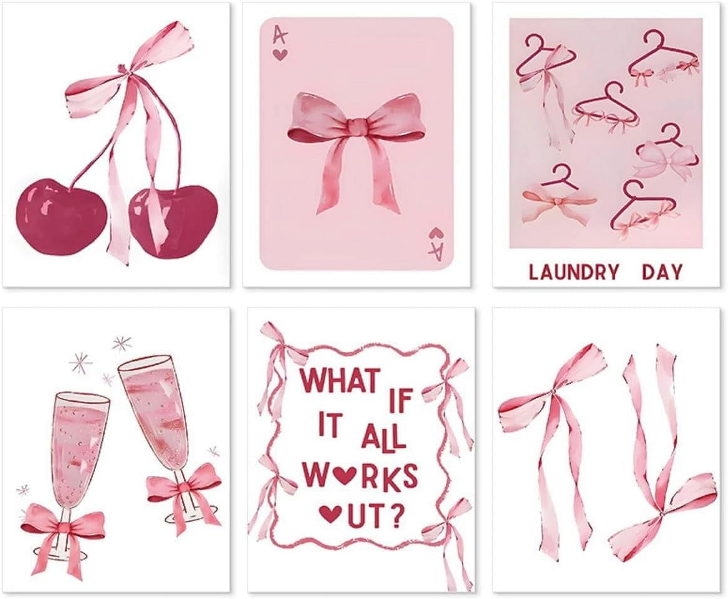 Pink Bows Wall Art, Coquette Posters for Room Decor Aesthetic ...