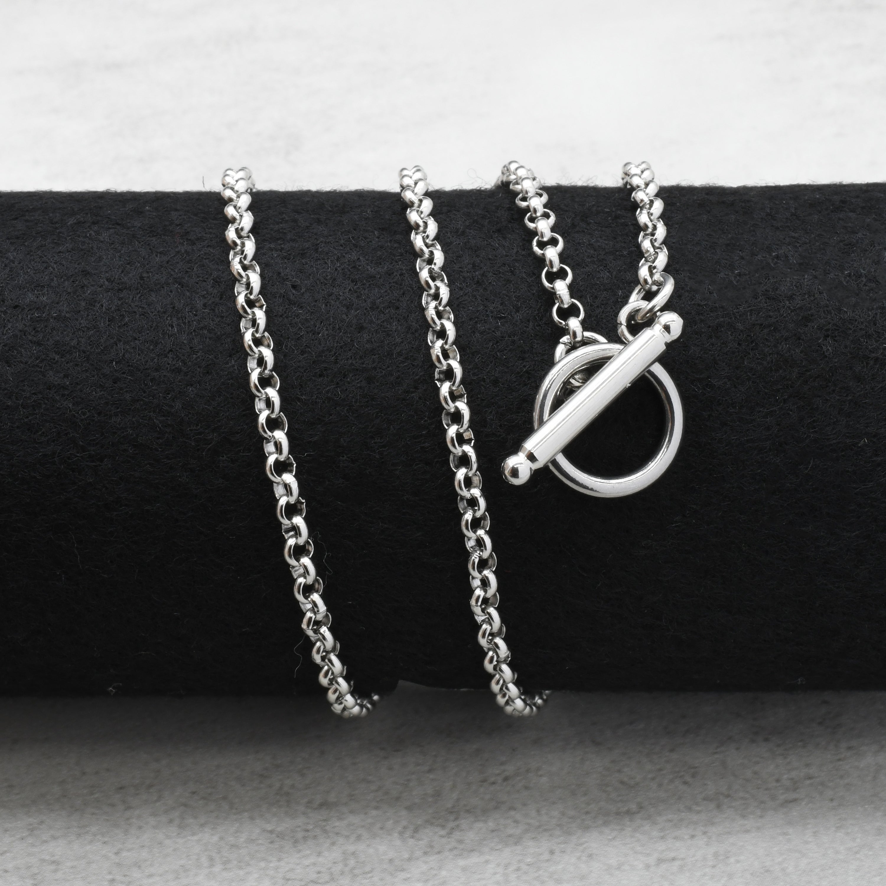 Pink Box Stainless Steel Rolo Chain Toggle Clasp Layering Necklaces ...