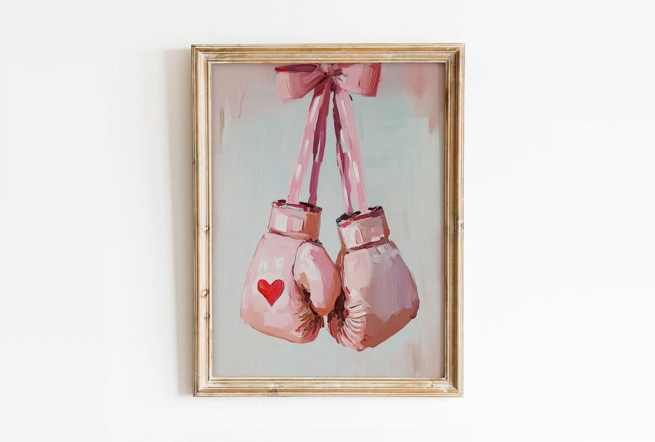 Pink Boxing Gloves Wall Art, Girly Workout Poster, Preppy Room Decor ...