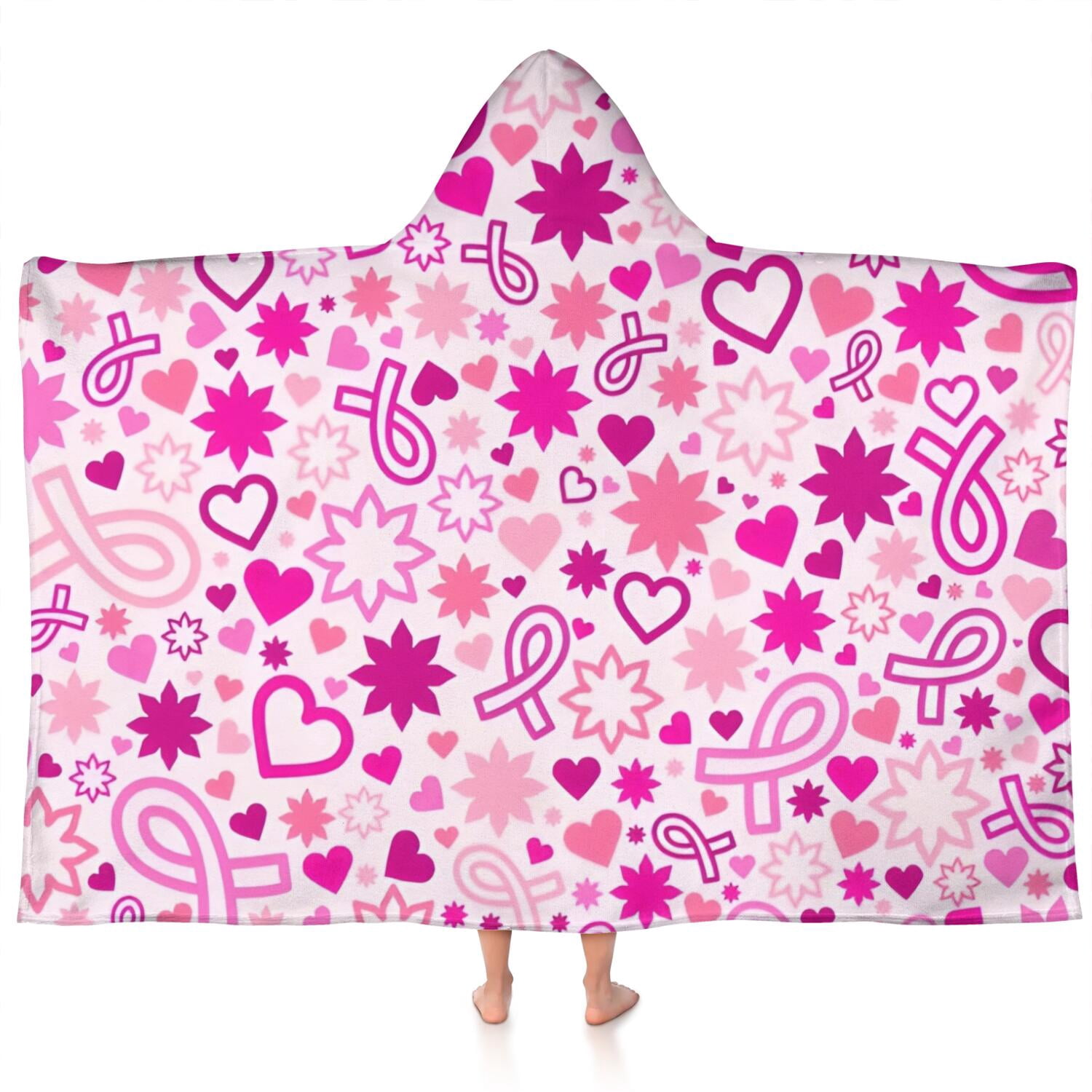 Pink Breast Cancer Hooded Bath Towel，60"x35" for Ages 3 To 12 Kids ...
