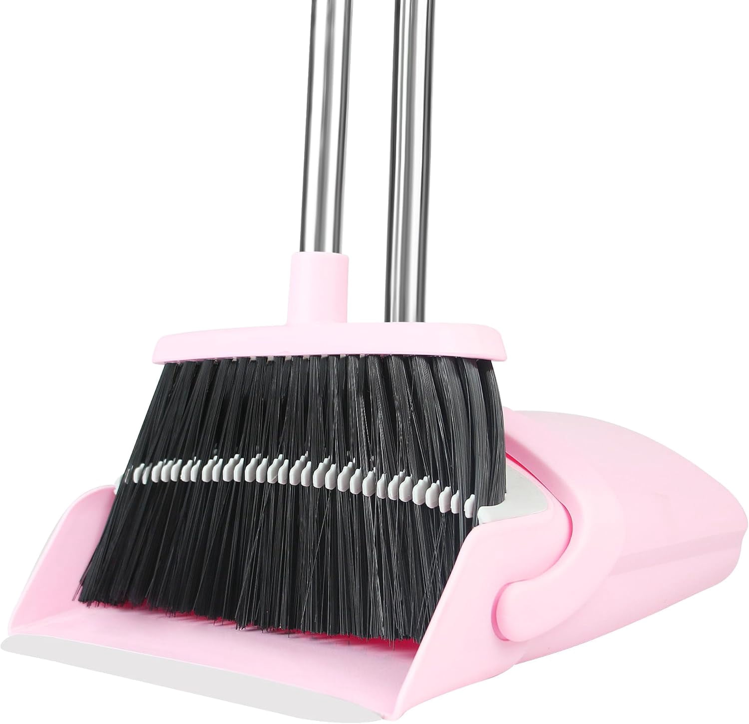 Pink Broom and Dustpan Set, 52-in Handle Broom Dustpan Combo Set ...
